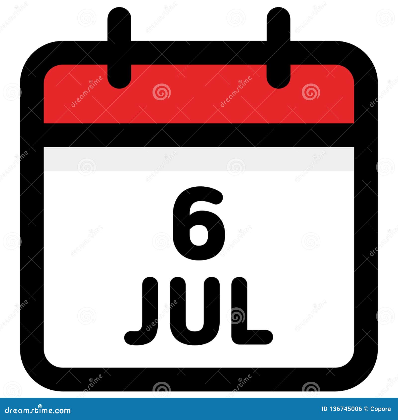 6 Juli - Kalender-Ikone - Vektor-Illustration Vektor Abbildung ...