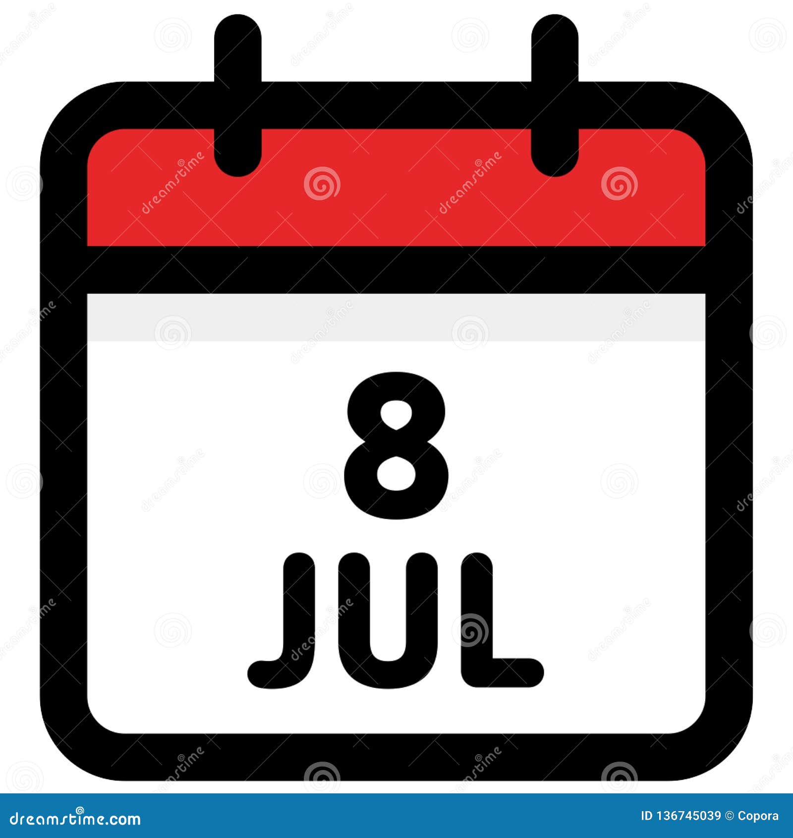 8 Juli - Kalender-Ikone - Vektor-Illustration Vektor Abbildung ...