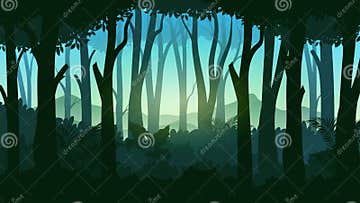 Wild Forest Landscape, with Gradient Flat Design Stock Vector ...