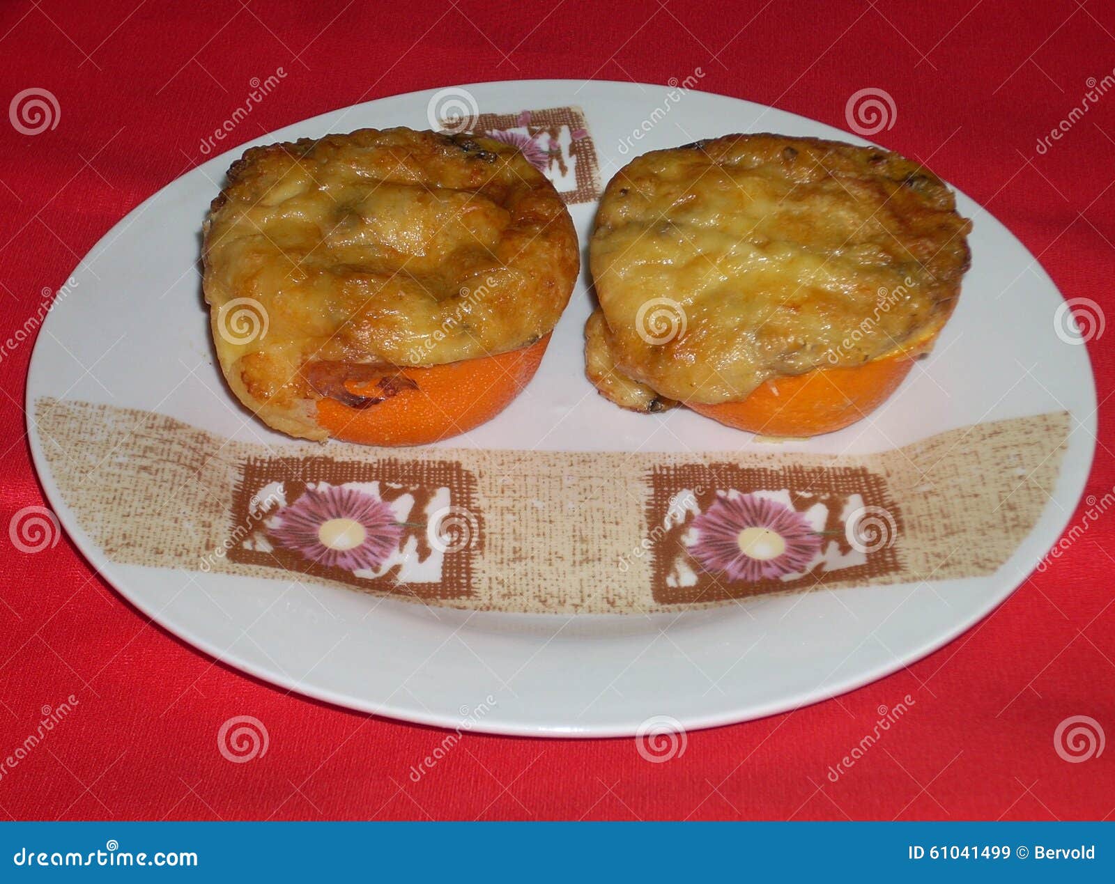 Julienne with Chicken and Mushrooms in Orange Stock Image - Image of ...
