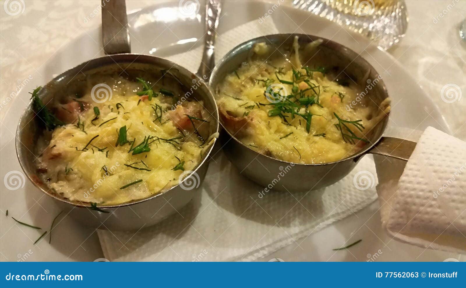 Julienne with Mushrooms and Ham Stock Image - Image of dish, tasty ...