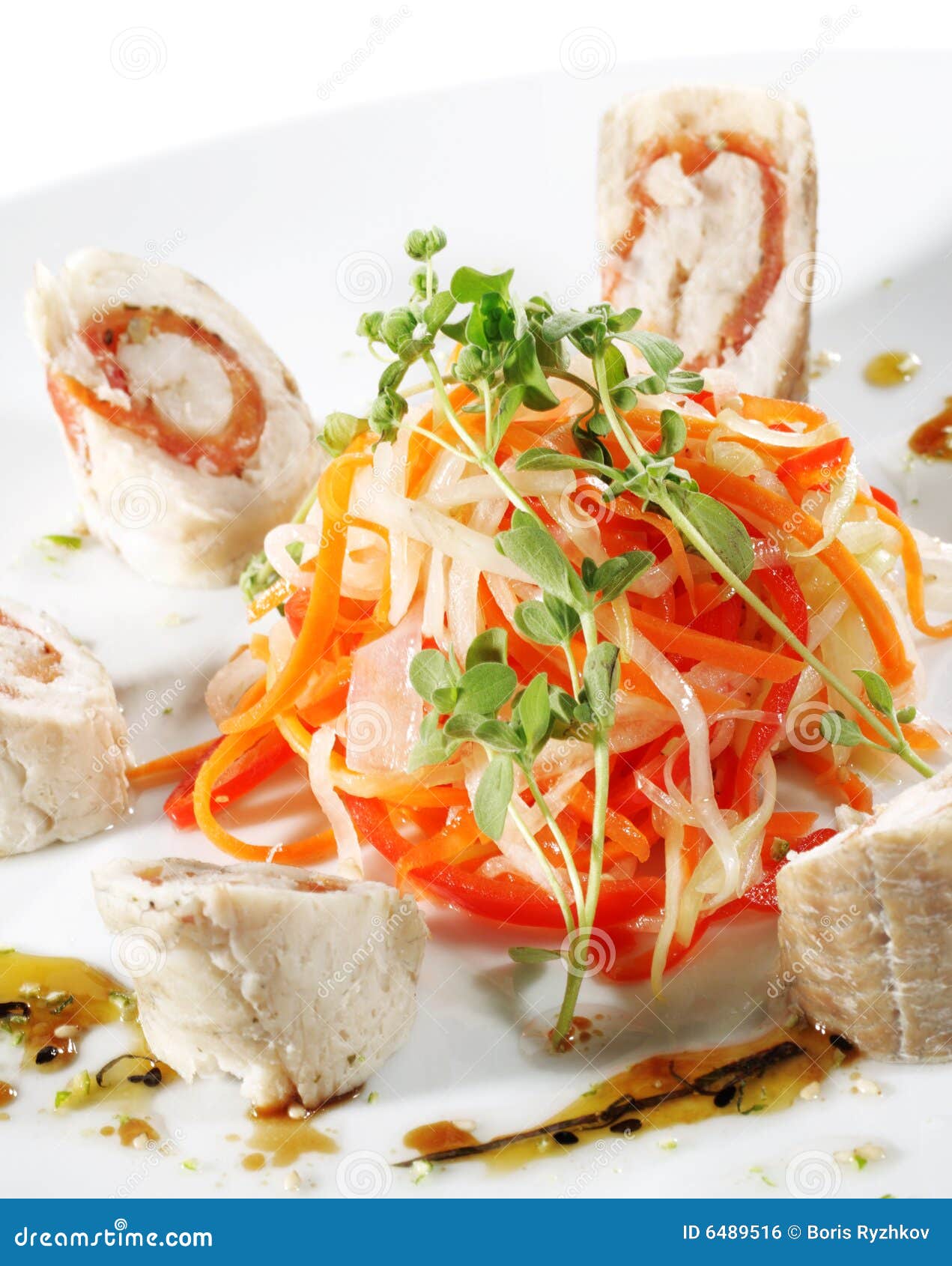 Julienne Vegetables and Prepared Fish Stock Photo - Image of lettuce ...