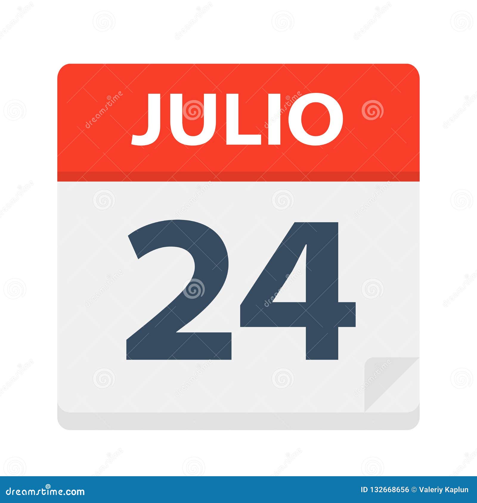 Julio 24 - Calendar Icon - July 24. Vector Illustration of Spanish ... Julio 24 - Calendar Icon - July 24. Vector Illustration of Spanish ...
