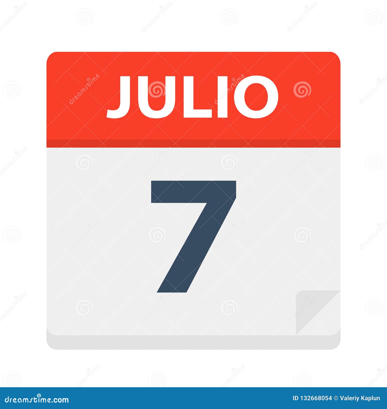 Julio 6 - Calendar Icon - July 6. Vector Illustration Of Spanish ...
