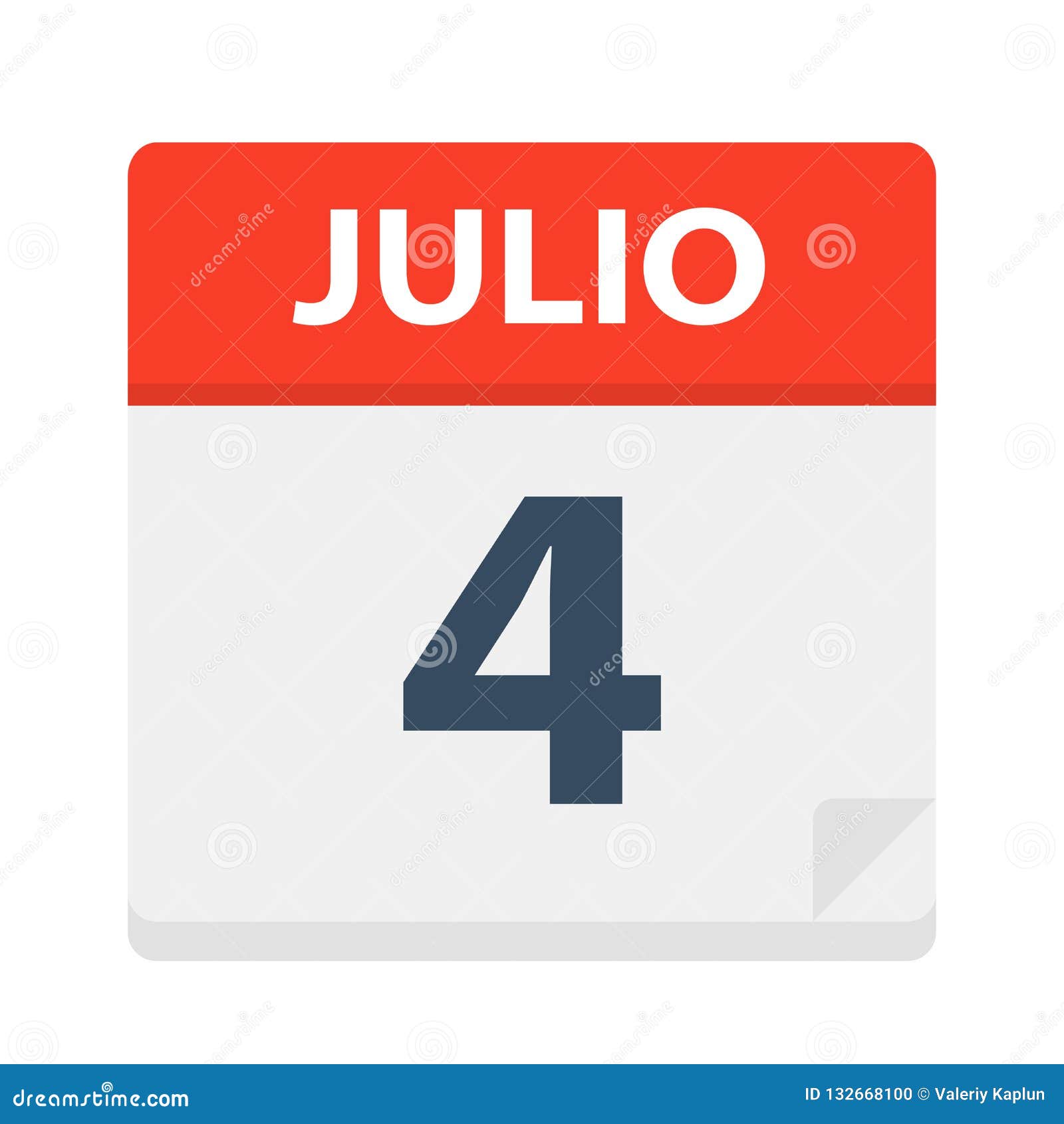 Julio 6 - Calendar Icon - July 6. Vector Illustration Of Spanish ...