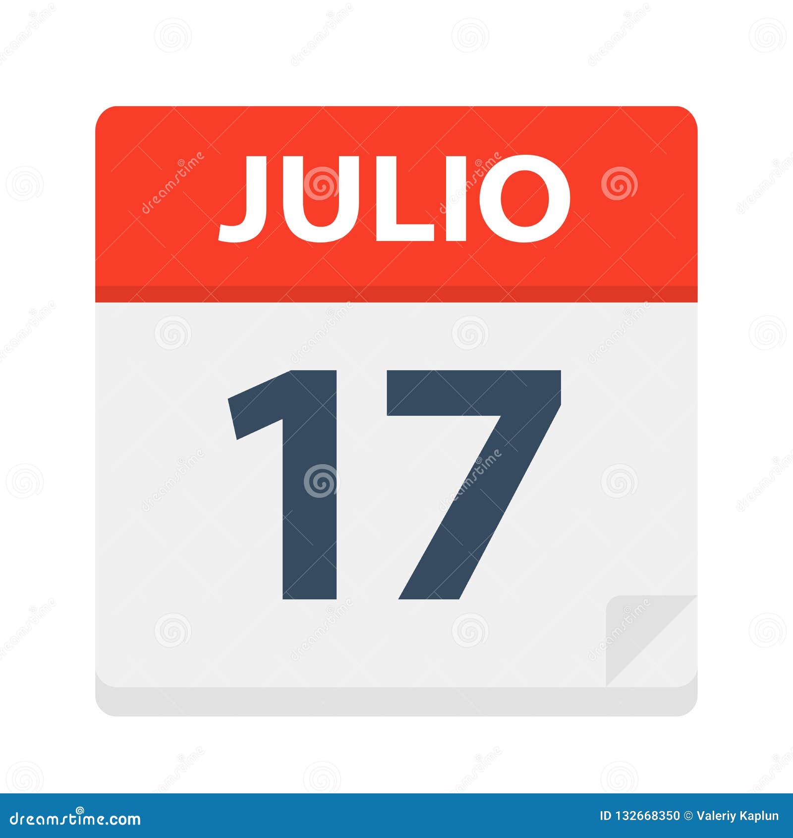 Julio 1 - Calendar Icon - July 1. Vector Illustration Of Spanish ...