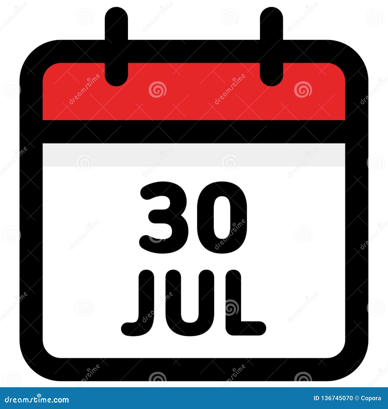 30 Julio - Icono Del Calendario - Ejemplo Del Vector Ilustración del ...