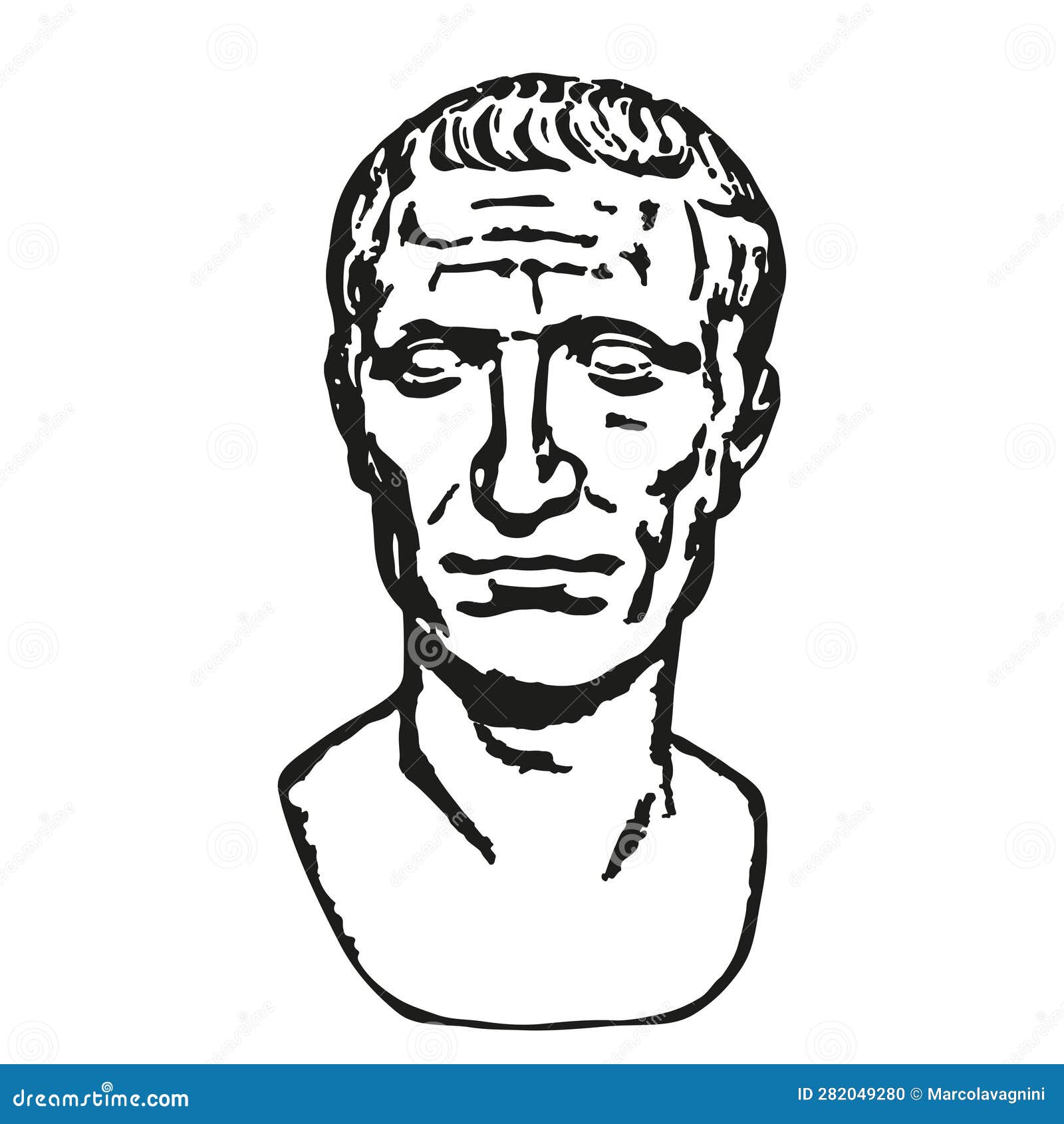 Julius Caesar S Iconic Head Portrait: Timeless Illustration in Black ...