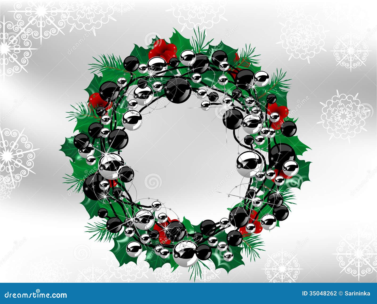 Julkrans vektor illustrationer. Illustration av löv, järnek - 35048262