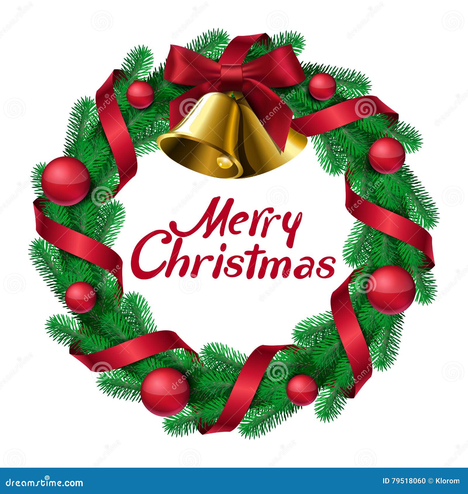 Julkrans Med Klockaband Och Bollar Vektor Illustrationer - Illustration ...