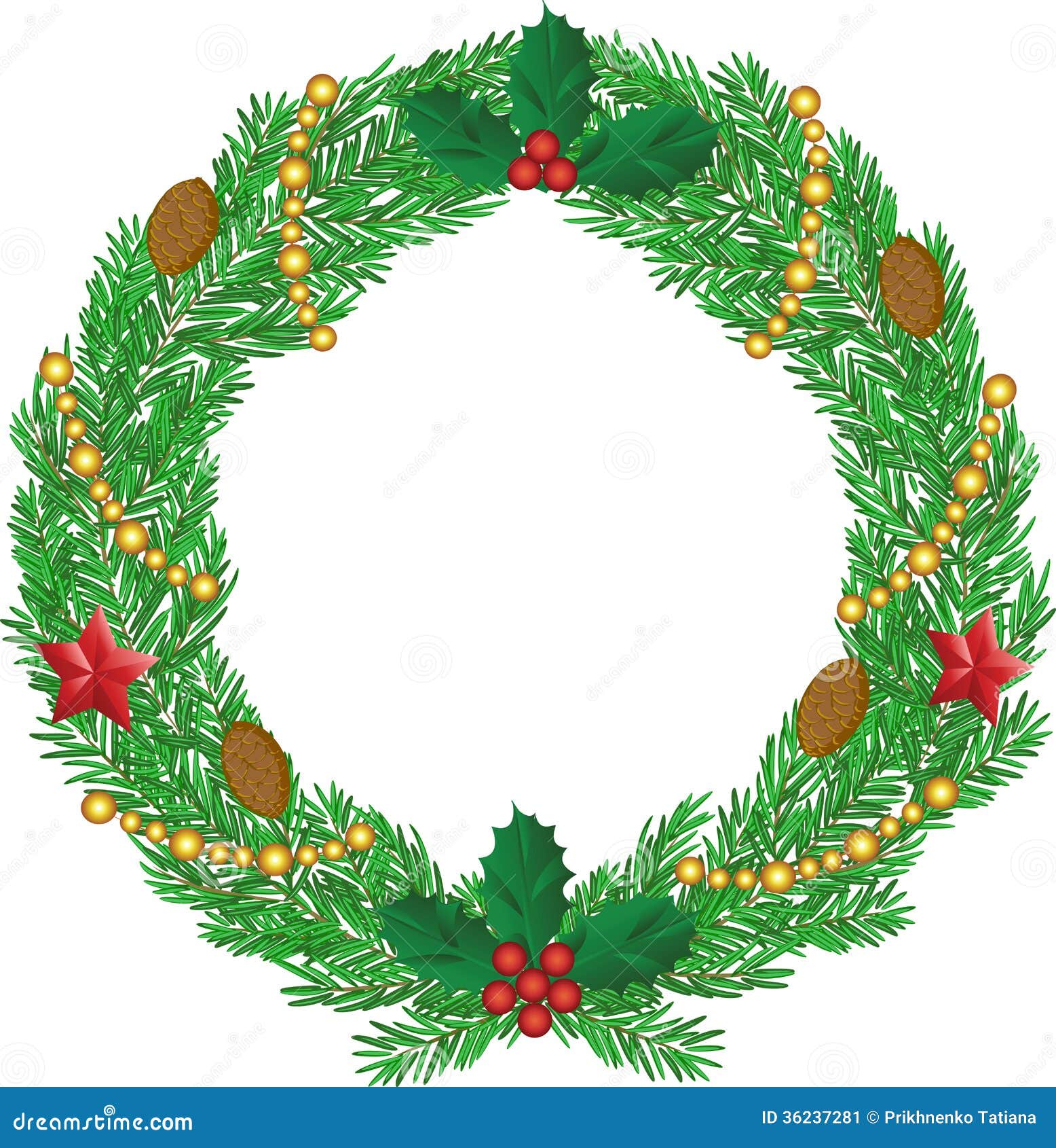 Julkrans med kottar vektor illustrationer. Illustration av bär - 36237281