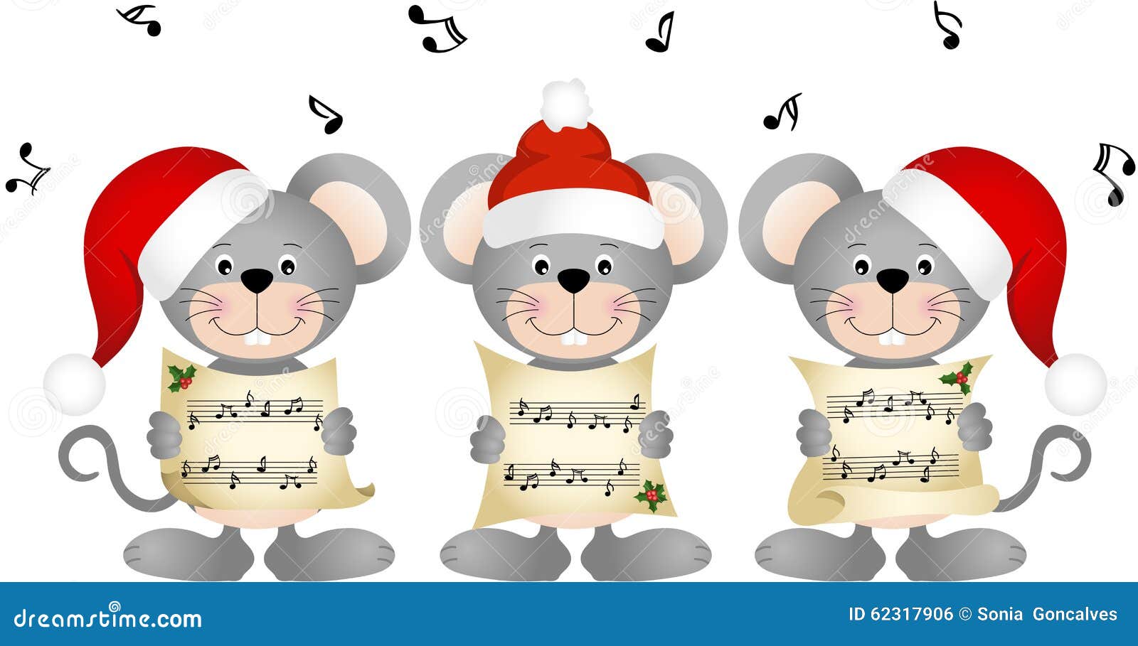 Julmouses Sjunga I Kör Att Sjunga Vektor Illustrationer - Illustration ...