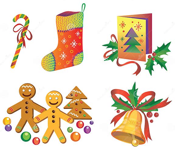 Julsymboler vektor illustrationer. Illustration av vektor - 7150185