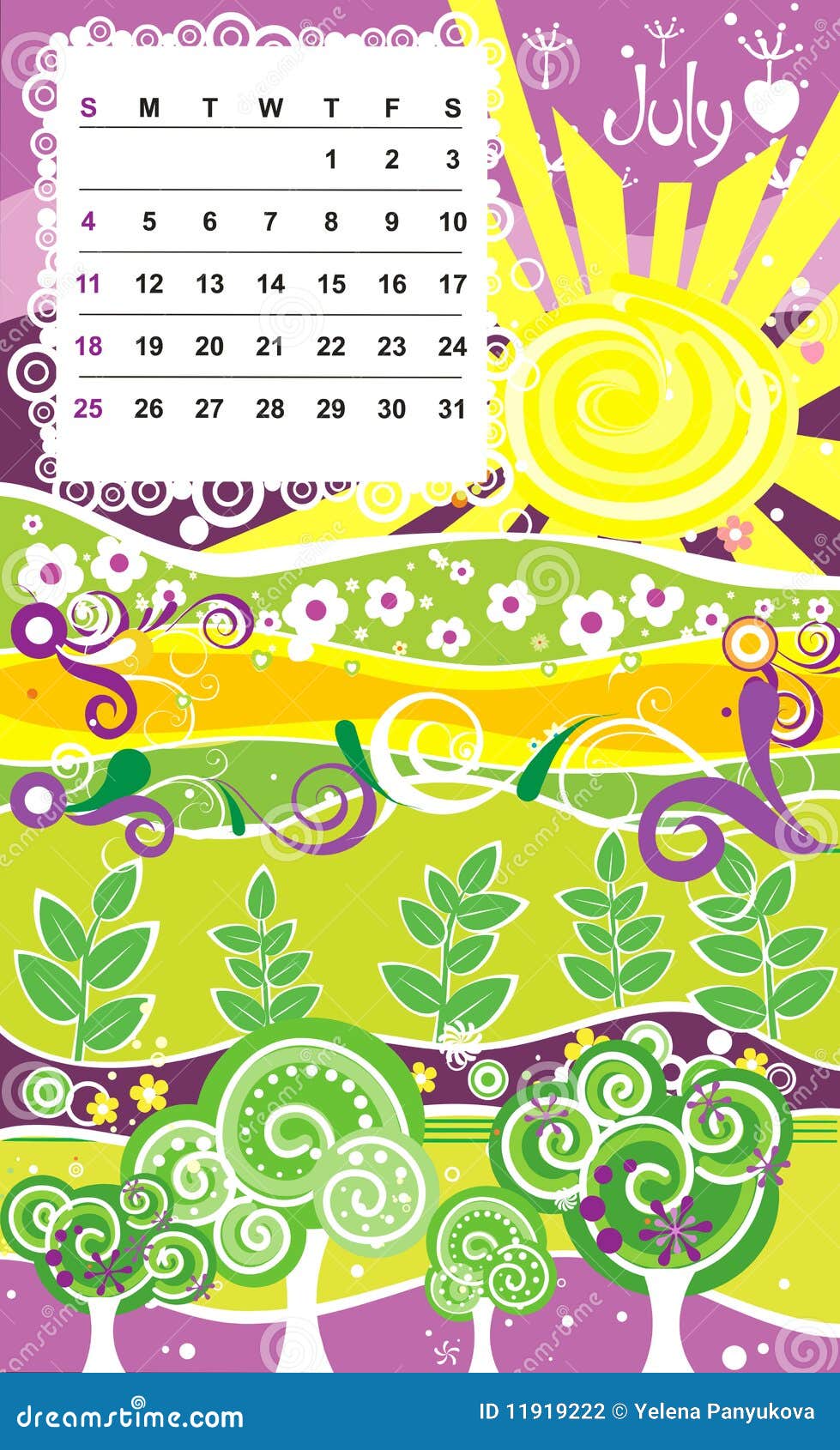 July stock illustration. Illustration of design, season - 11919222