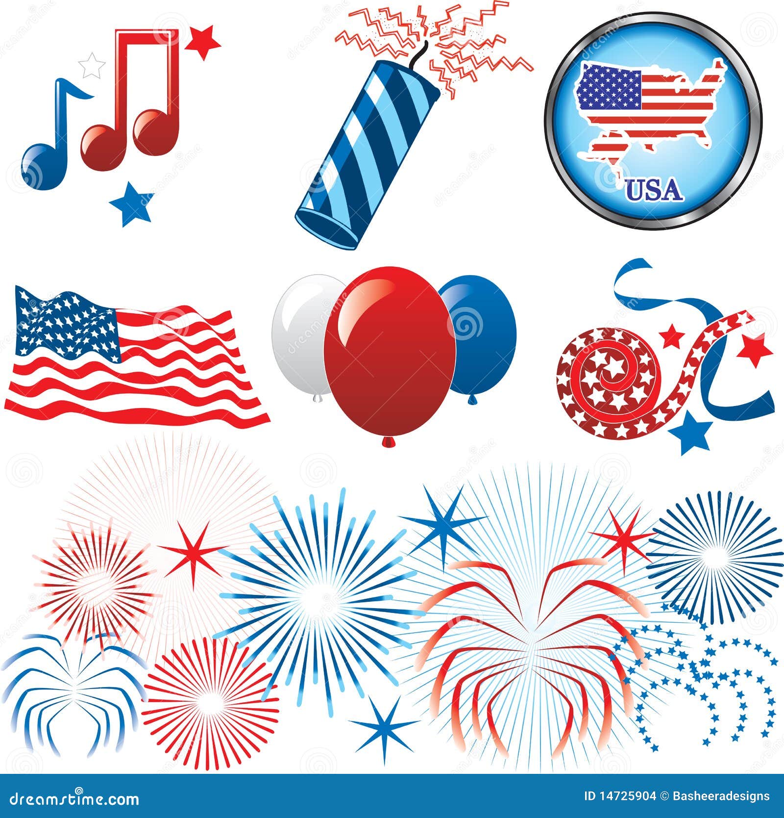 July 4th Icons stock vector. Illustration of birthday - 14725904