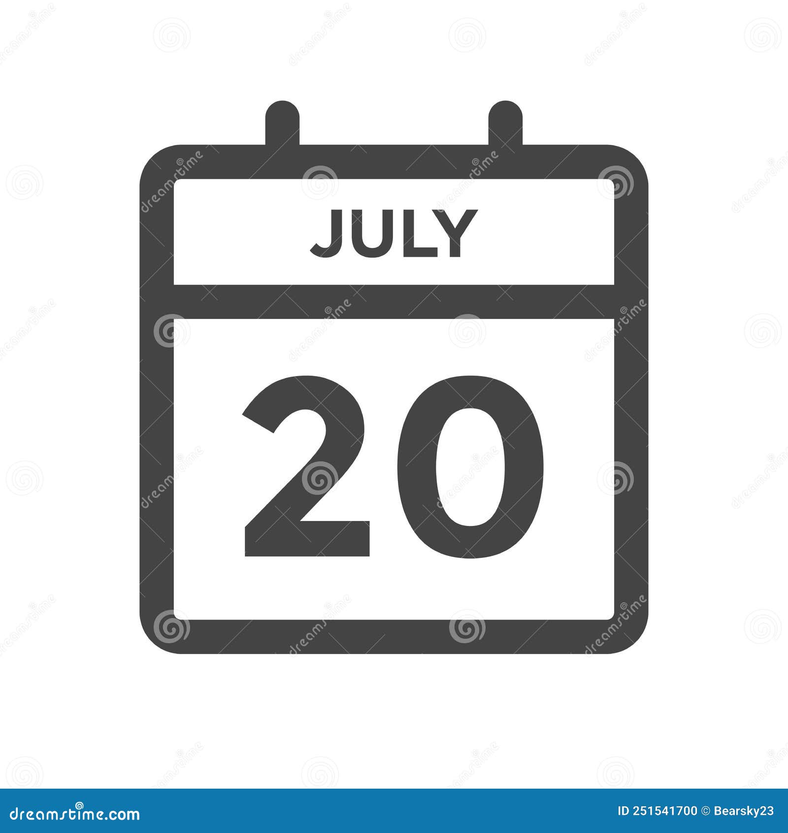 July 20 Calendar Day or Calender Date for Deadline, or Appointment ...