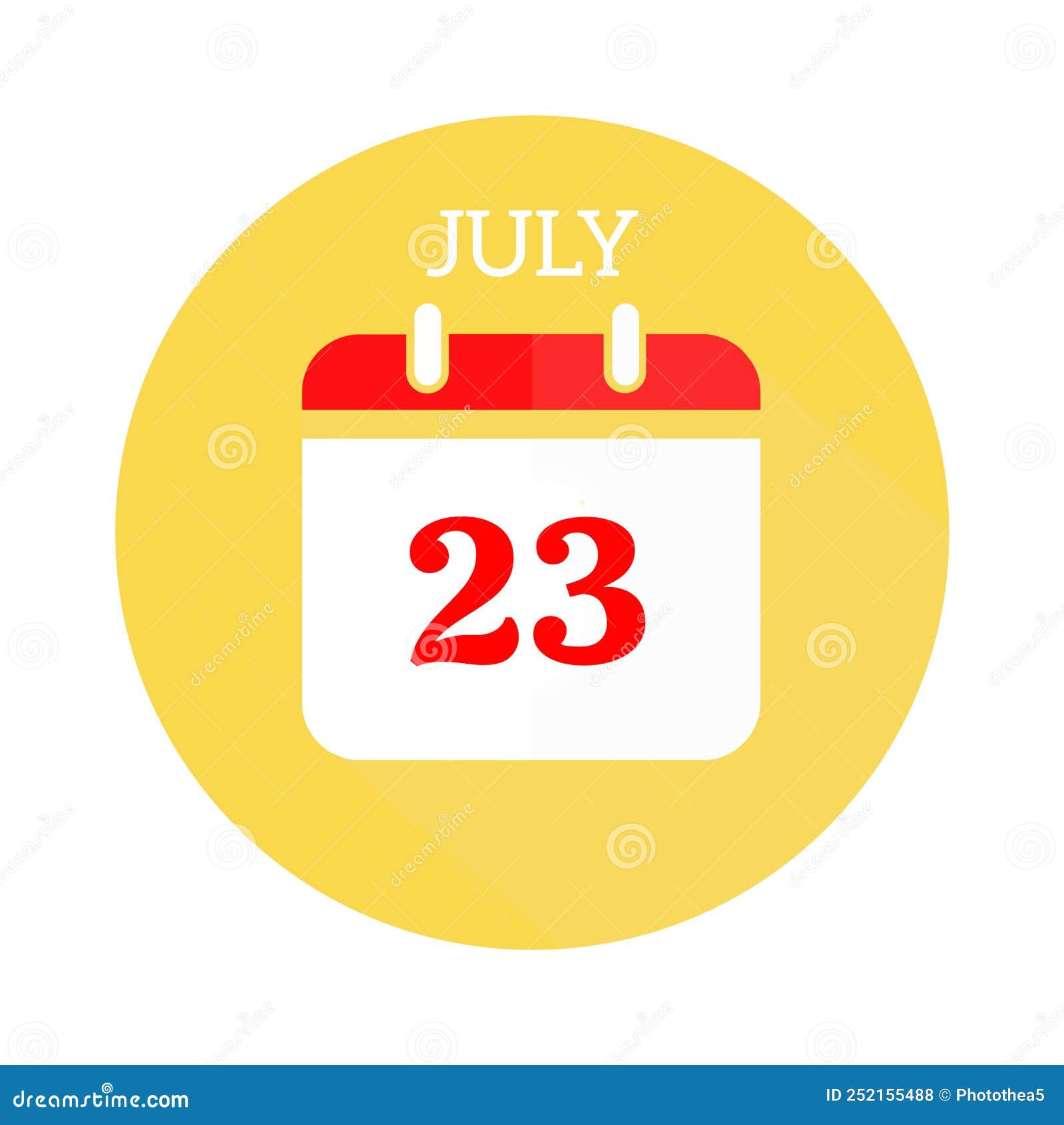 July 23 Calendar Flat Icon with Red Numbers Stock Illustration ...