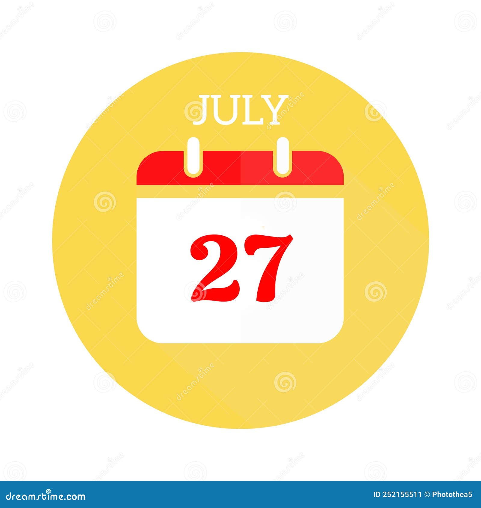 July 27 Calendar Flat Icon with Red Numbers Stock Illustration ...