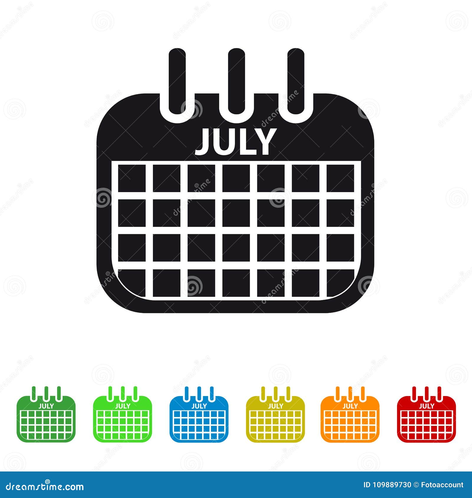 July Calendar Icon - Colorful Vector Symbol Stock Vector - Illustration ...