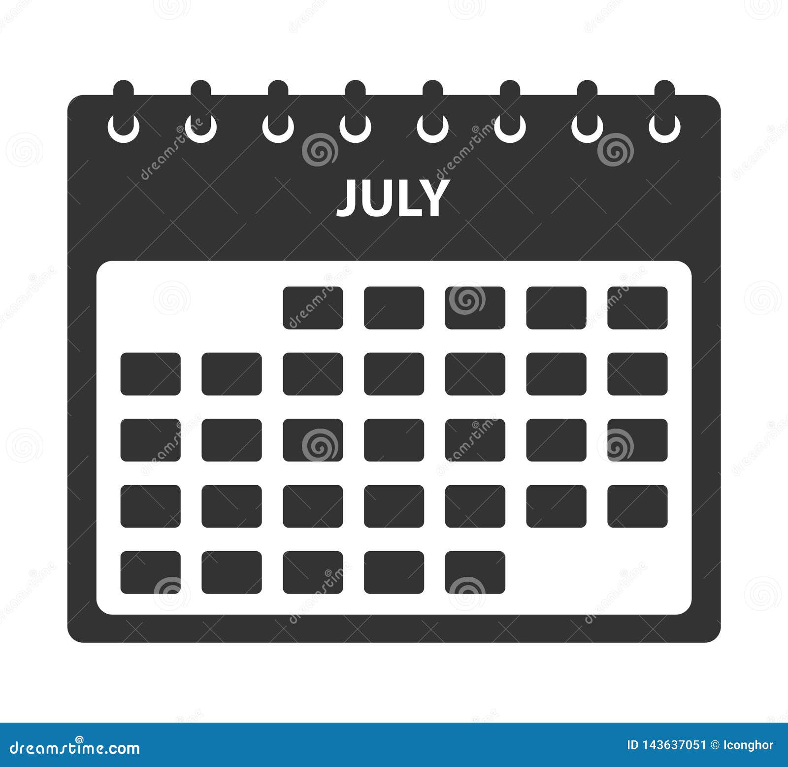 July Calendar Icon. stock vector. Illustration of july - 143637051