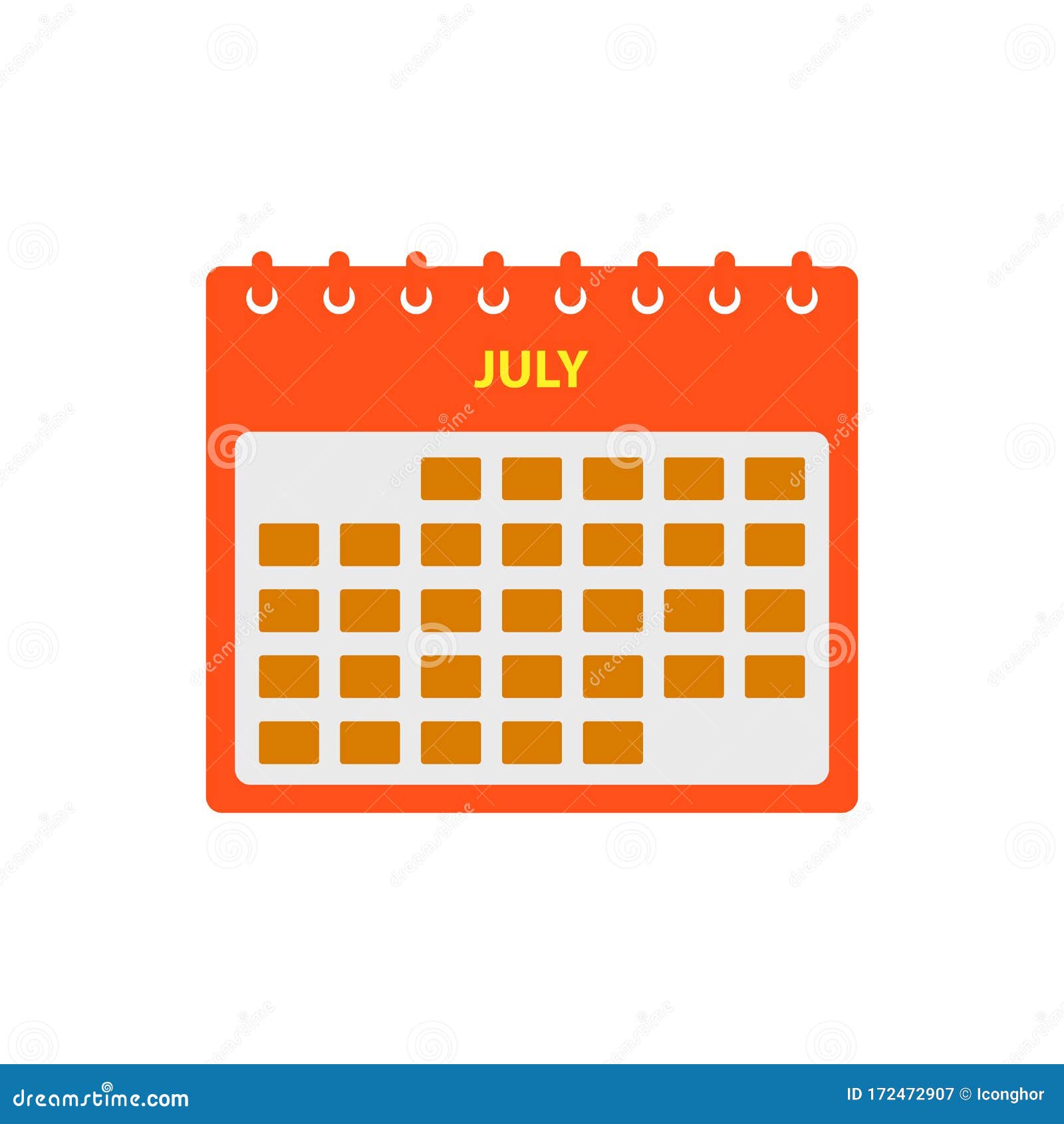 July Calendar Icon Set. stock vector. Illustration of flat - 172472907