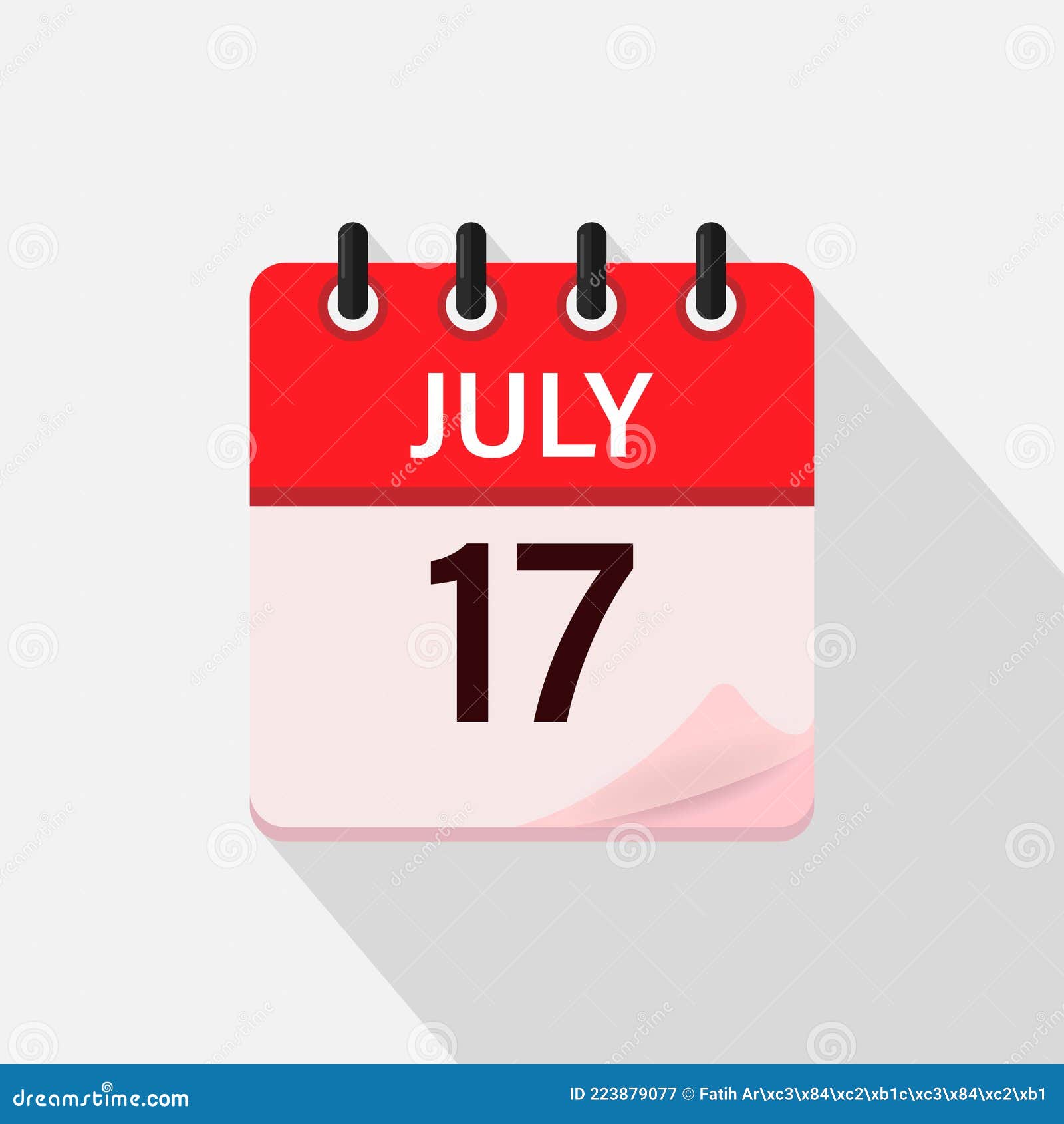 July 17, Calendar Icon with Shadow. Day, Month. Flat Vector ...