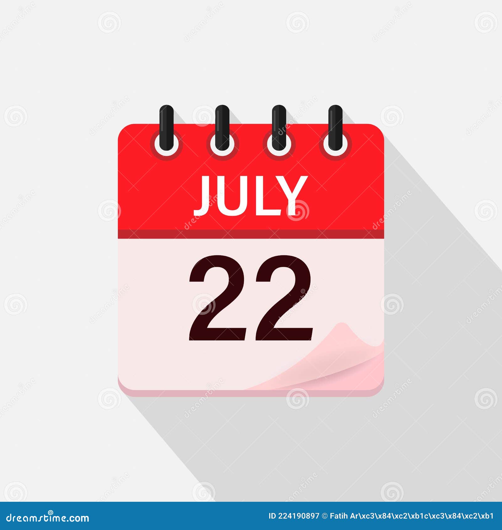 July 22, Calendar Icon with Shadow. Day, Month. Flat Vector ...