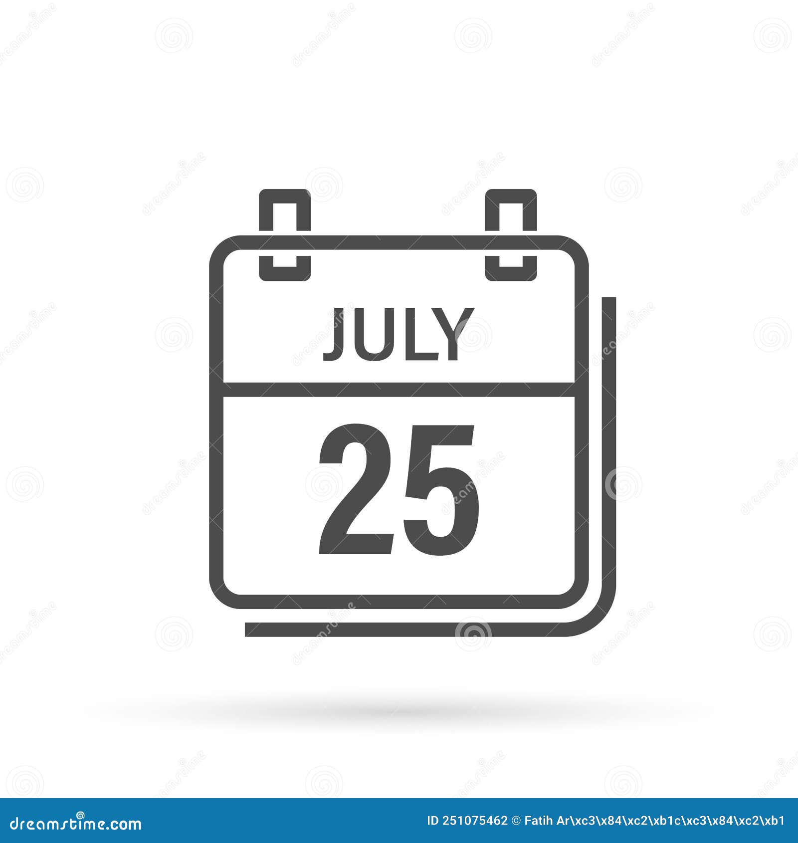 July 25, Calendar Icon with Shadow. Day, Month. Flat Vector ... July 25, Calendar Icon with Shadow. Day, Month. Flat Vector ...