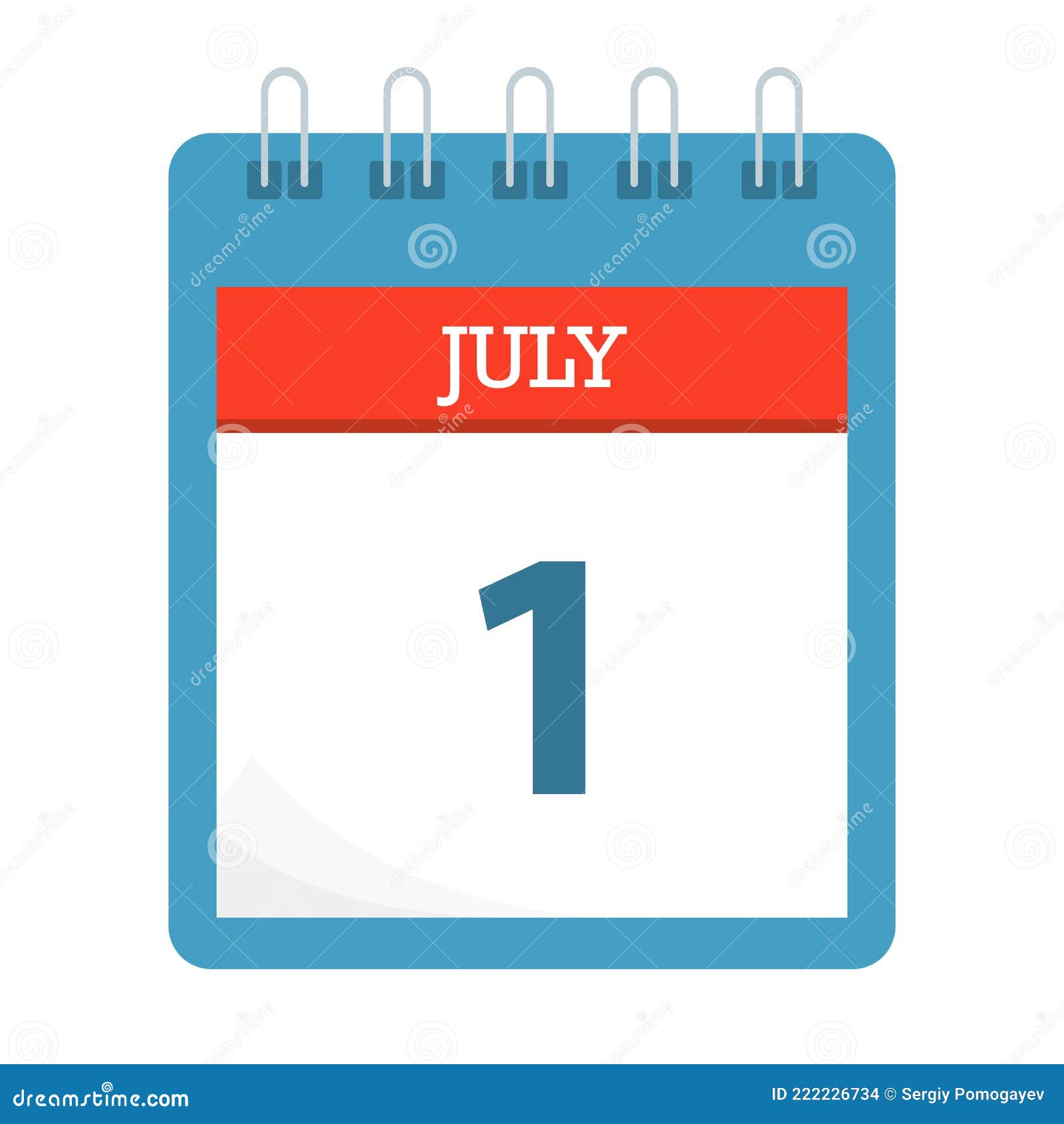 July 1 - Calendar Icon - Calendar Template Stock Vector - Illustration ...