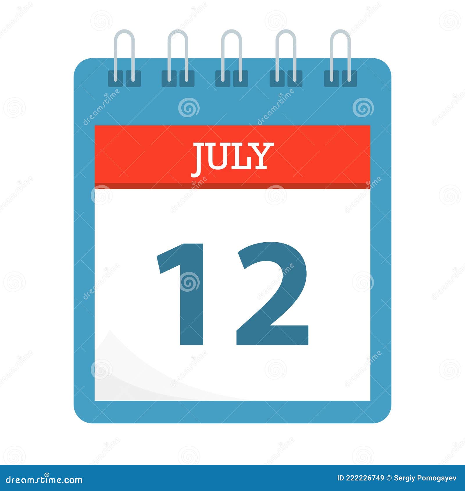 July 12 - Calendar Icon - Calendar Template Stock Vector - Illustration ...