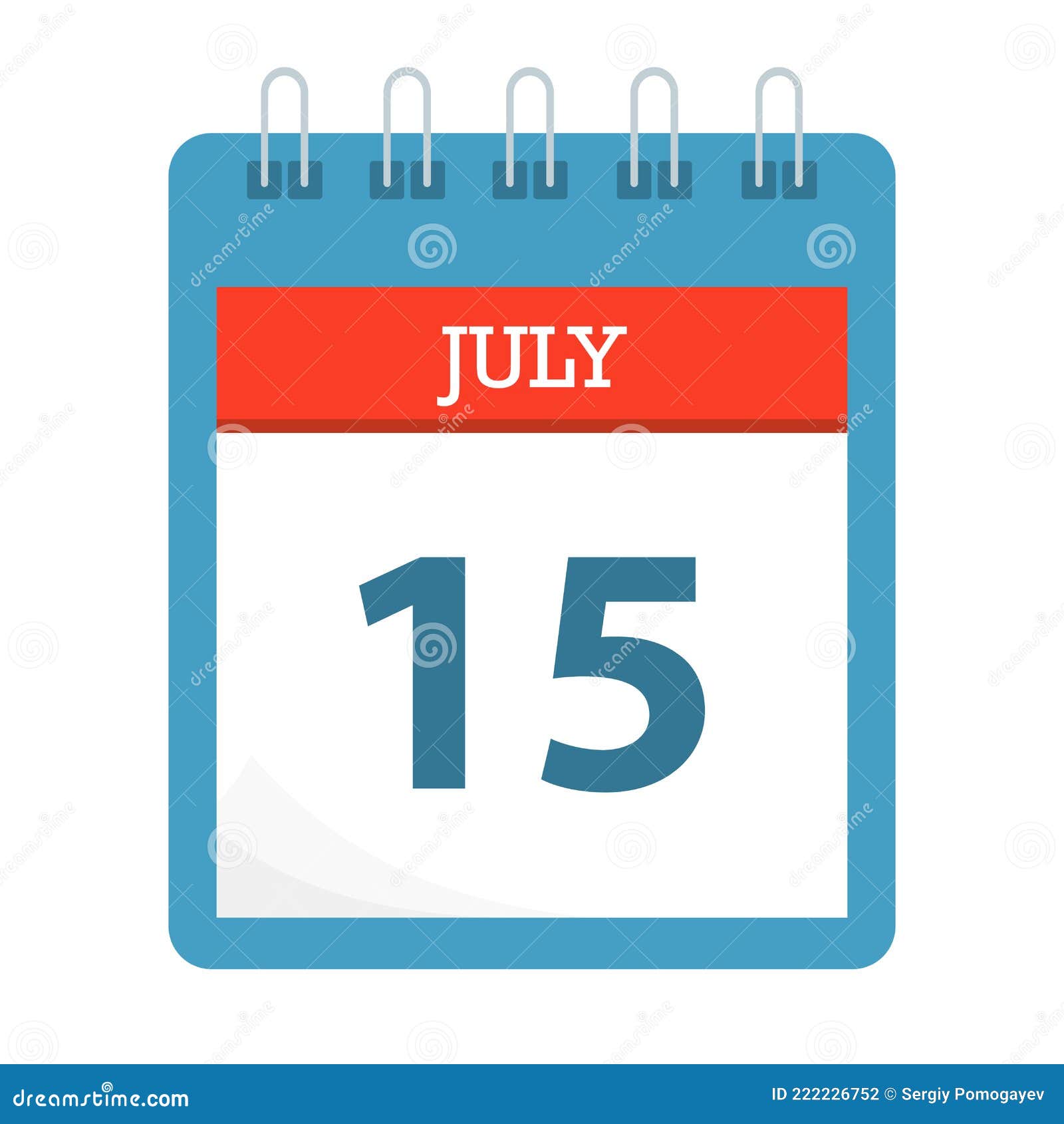 July 15 - Calendar Icon - Calendar Template Stock Vector - Illustration ...