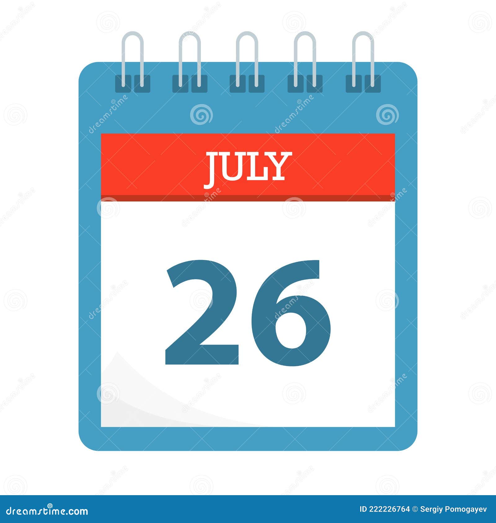 July 26 - Calendar Icon - Calendar Template Stock Vector - Illustration ...