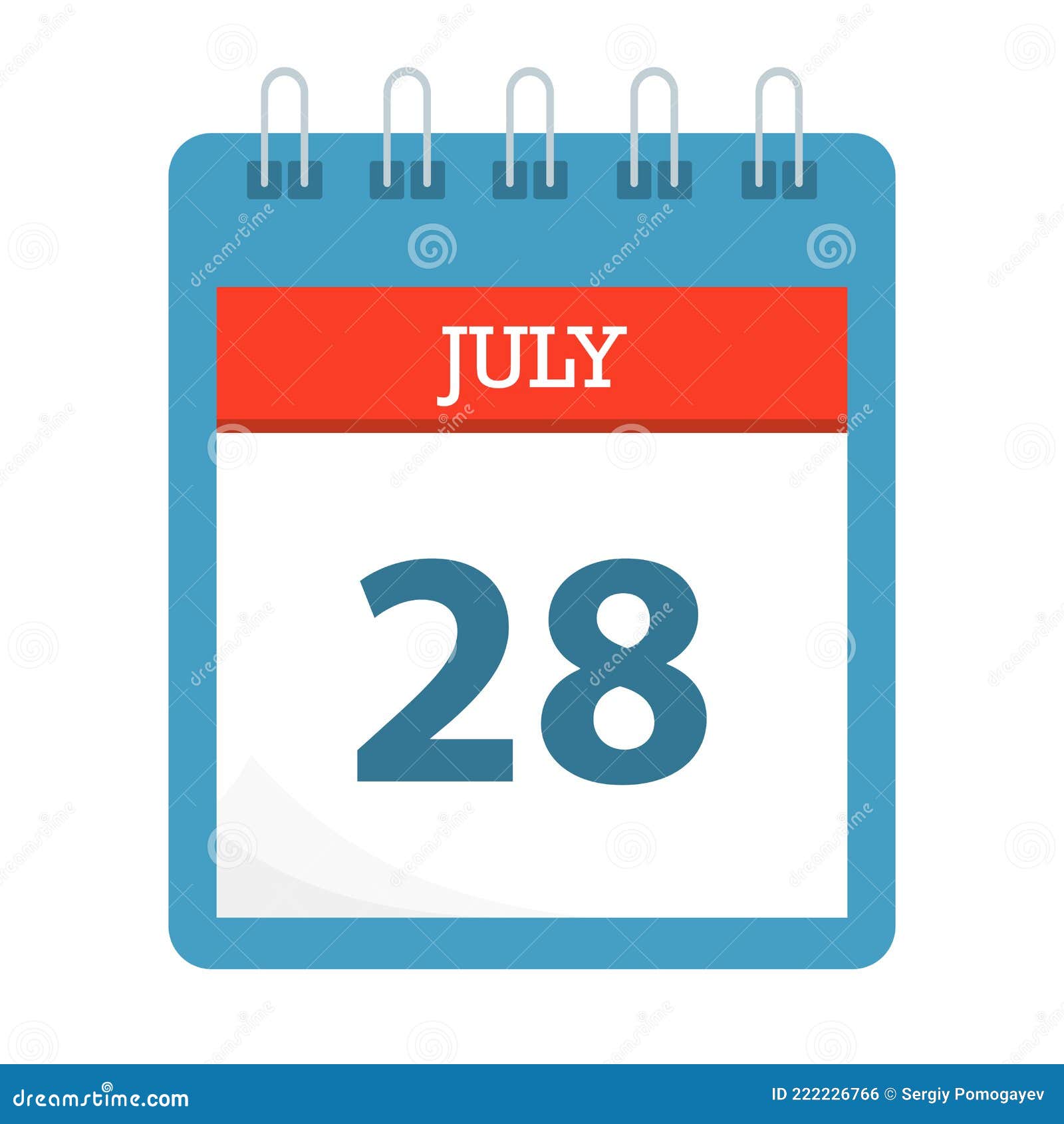 July 28 - Calendar Icon - Calendar Template Stock Vector - Illustration ...