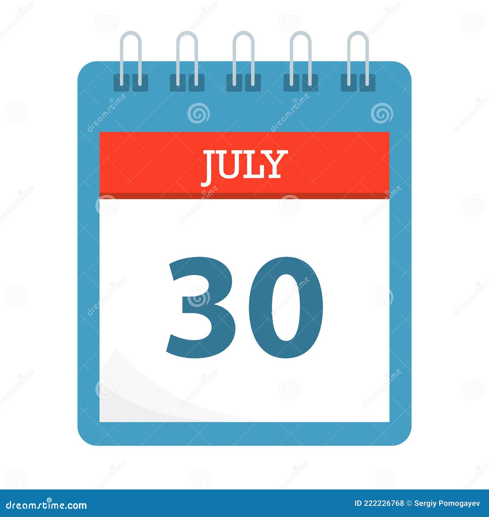 July 30 - Calendar Icon - Calendar Template Stock Vector - Illustration ...