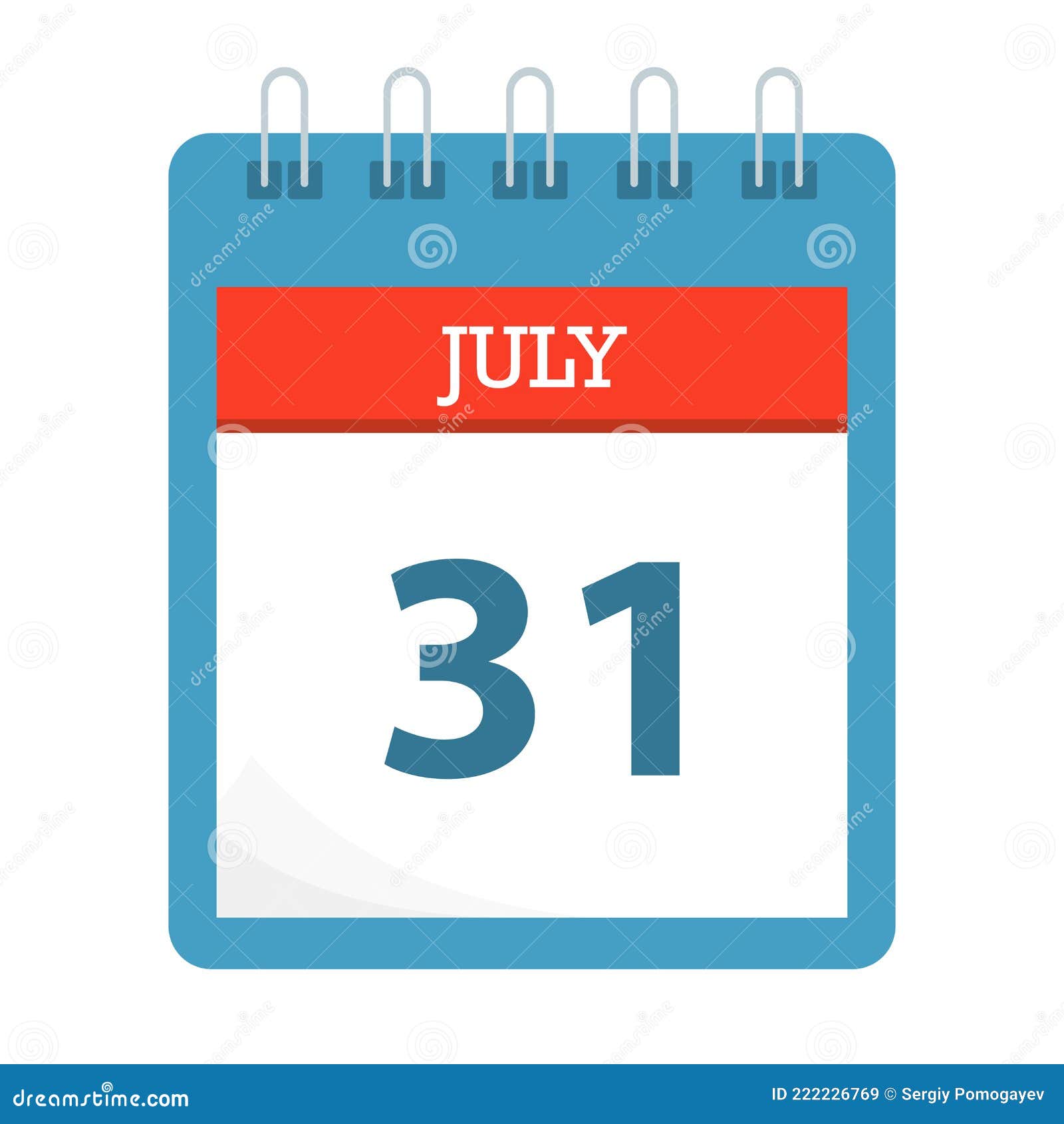 July 31 - Calendar Icon - Calendar Template Stock Vector - Illustration ...