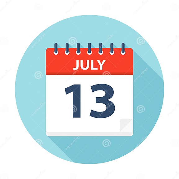July 13 - Calendar Icon stock illustration. Illustration of flat ...