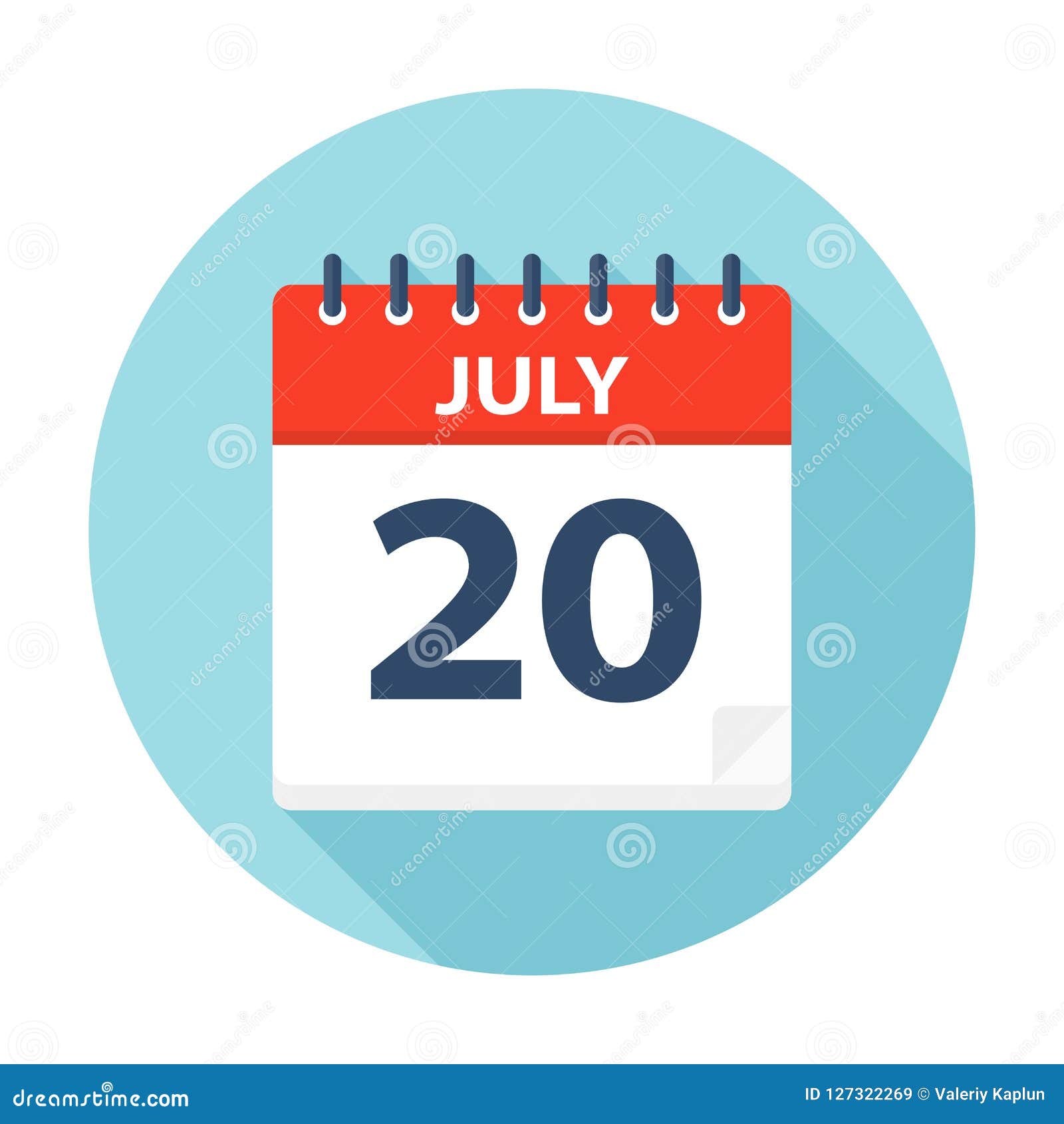July 20 - Calendar Icon stock illustration. Illustration of round ...