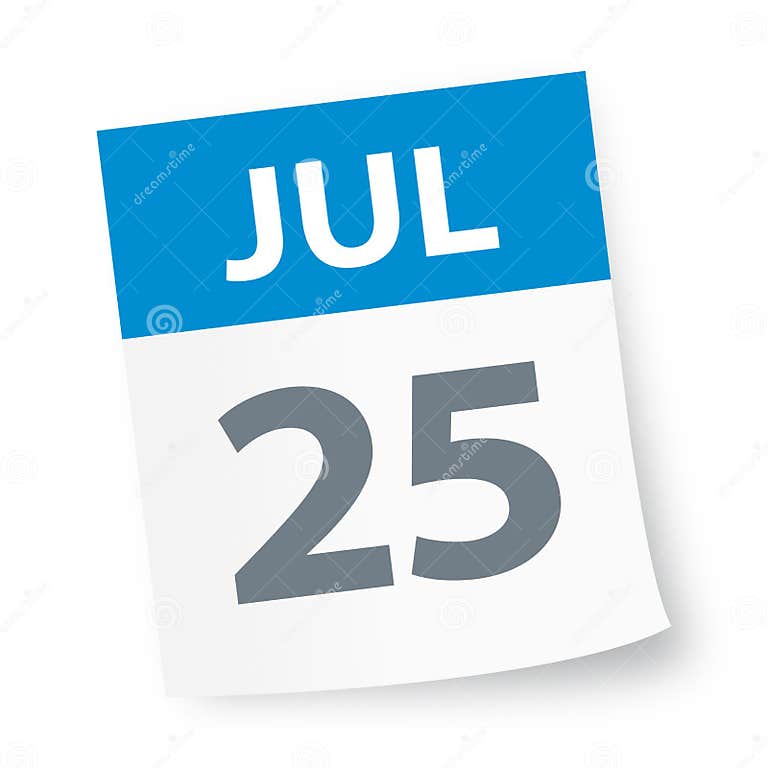 July 25 - Calendar Icon stock illustration. Illustration of page ...