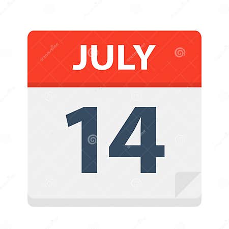 July 14 - Calendar Icon stock illustration. Illustration of square ...