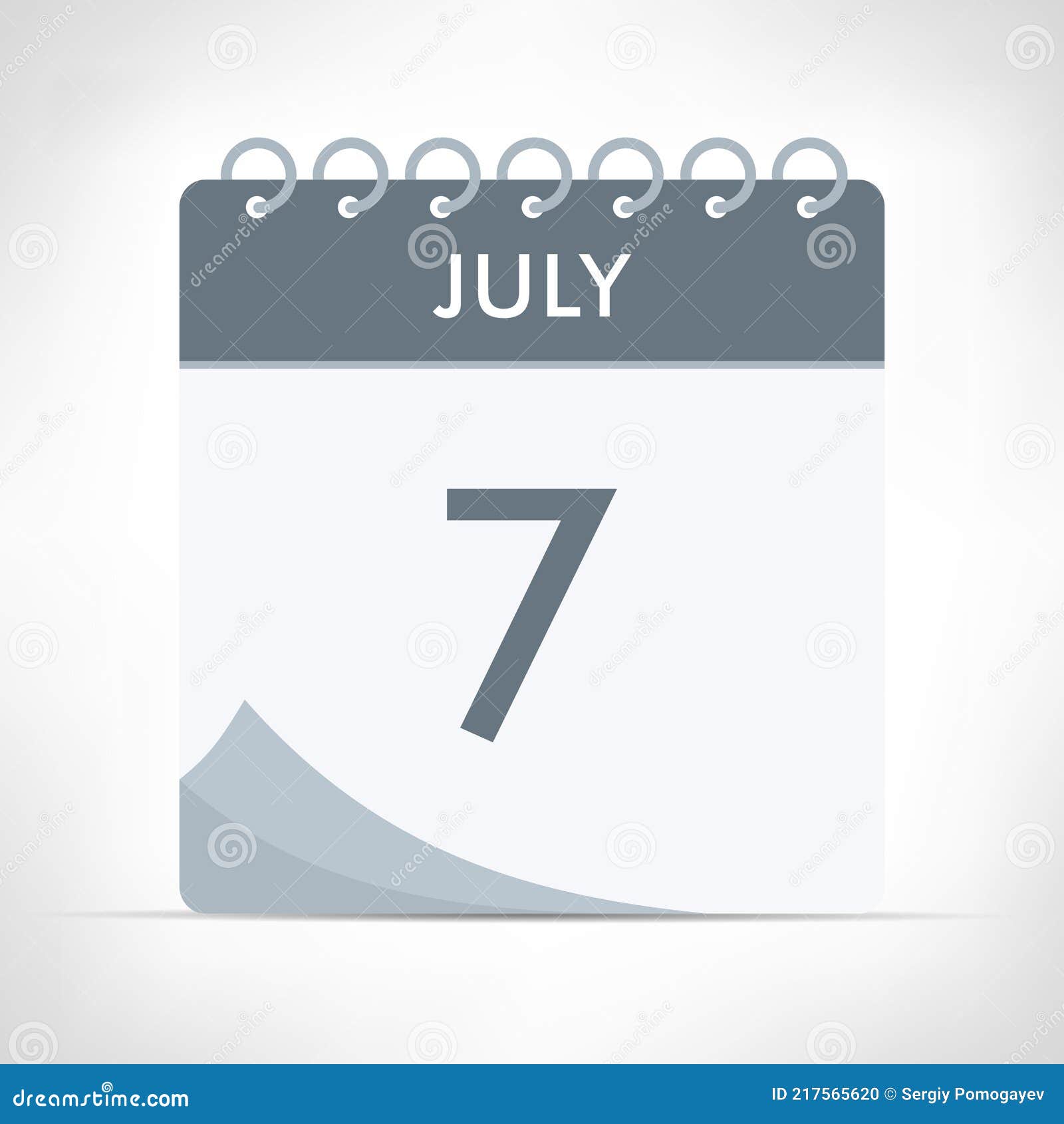 July 7 - Calendar Icon stock vector. Illustration of icon - 217565620