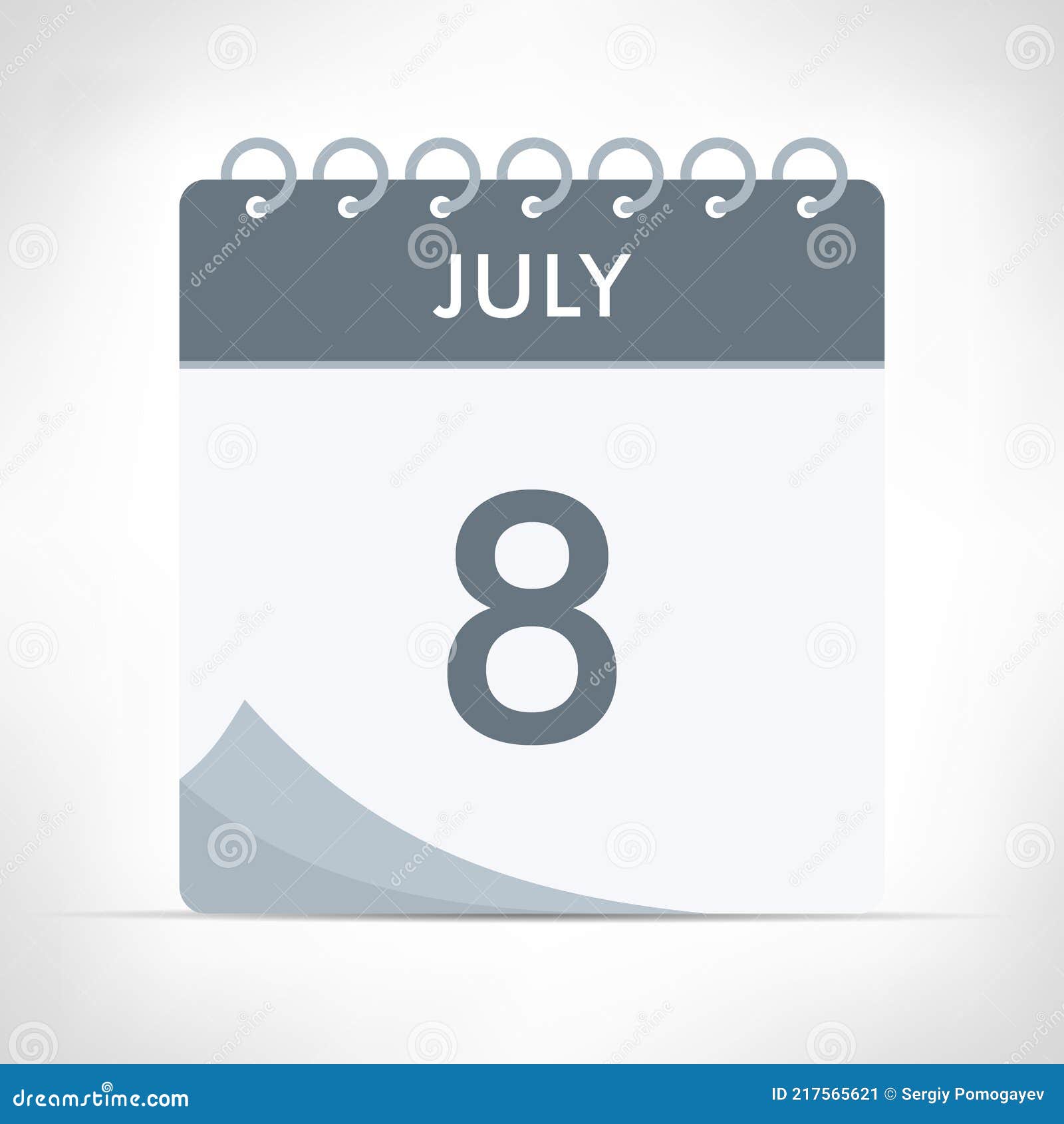 July 8 - Calendar Icon stock vector. Illustration of page - 217565621
