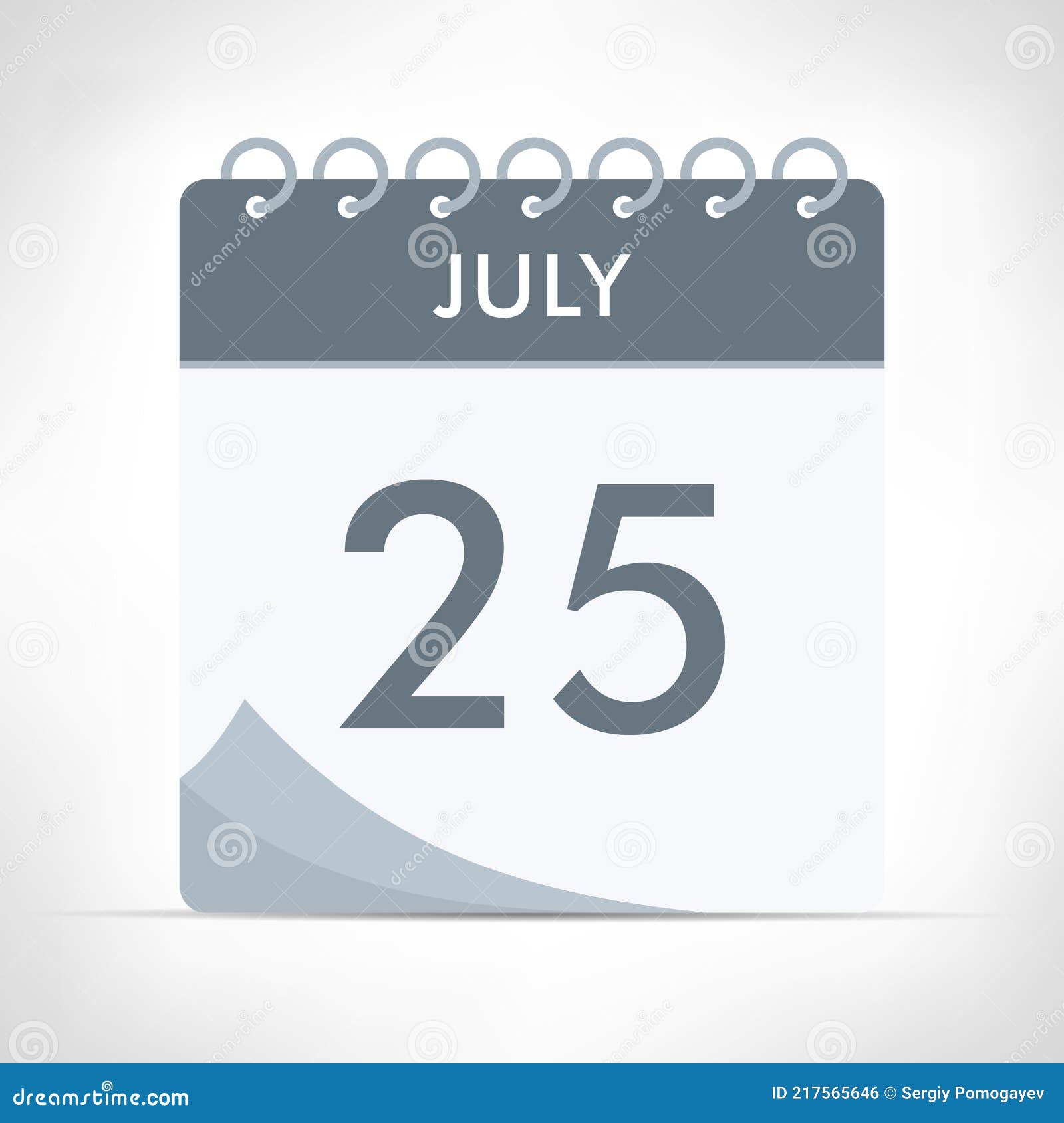 July 25 - Calendar Icon stock vector. Illustration of time - 217565646