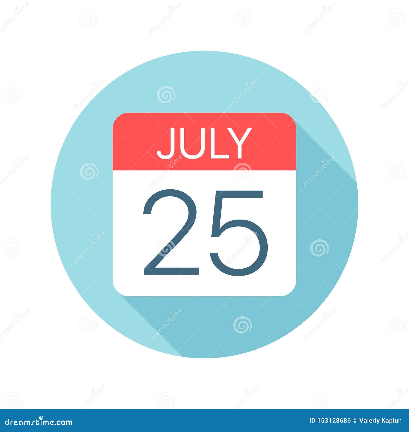 July 25 - Calendar Icon. Vector Illustration of One Day of Month Stock ...