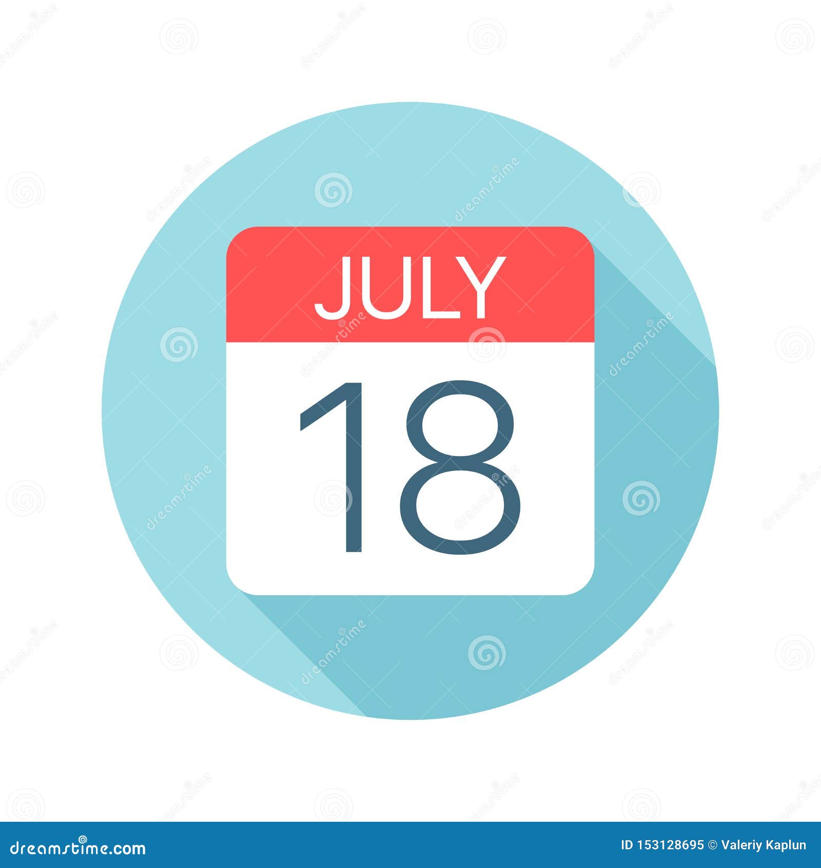 July 18 - Calendar Icon. Vector Illustration of One Day of Month Stock ...