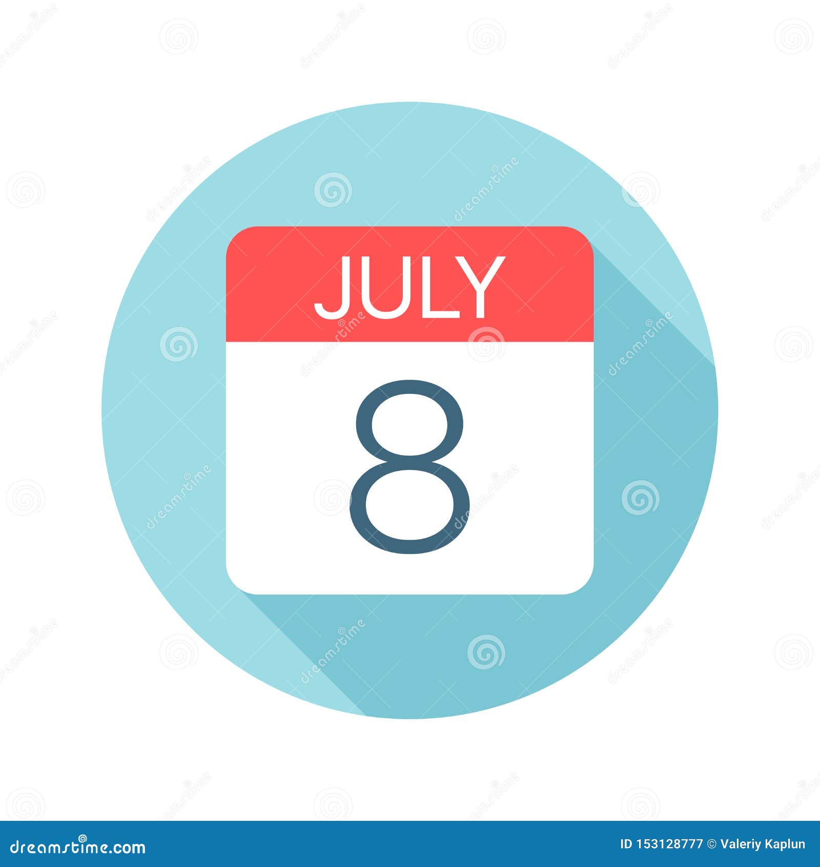 July 8 - Calendar Icon. Vector Illustration of One Day of Month Stock ...