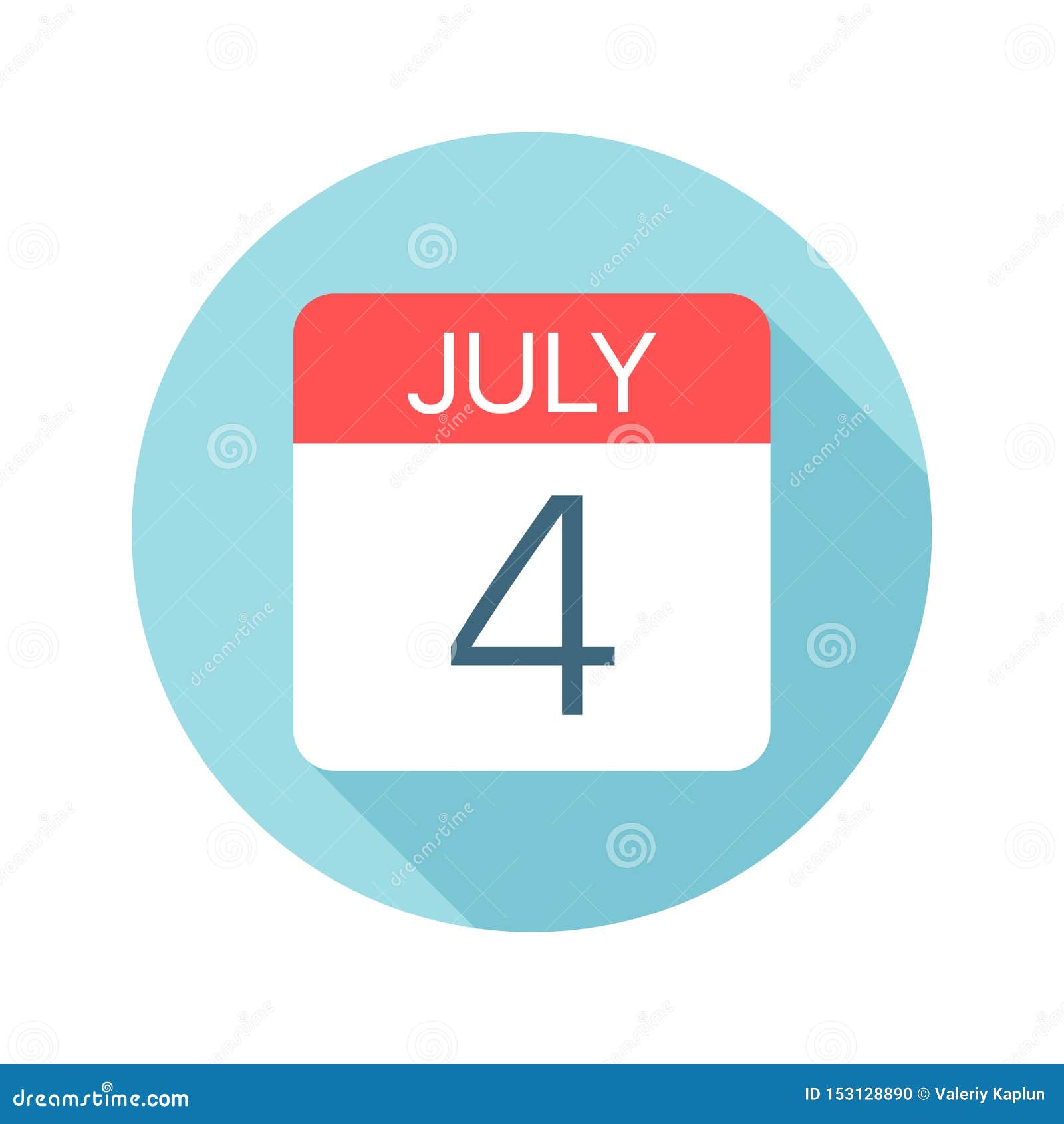 July 4 - Calendar Icon. Vector Illustration of One Day of Month Stock ...