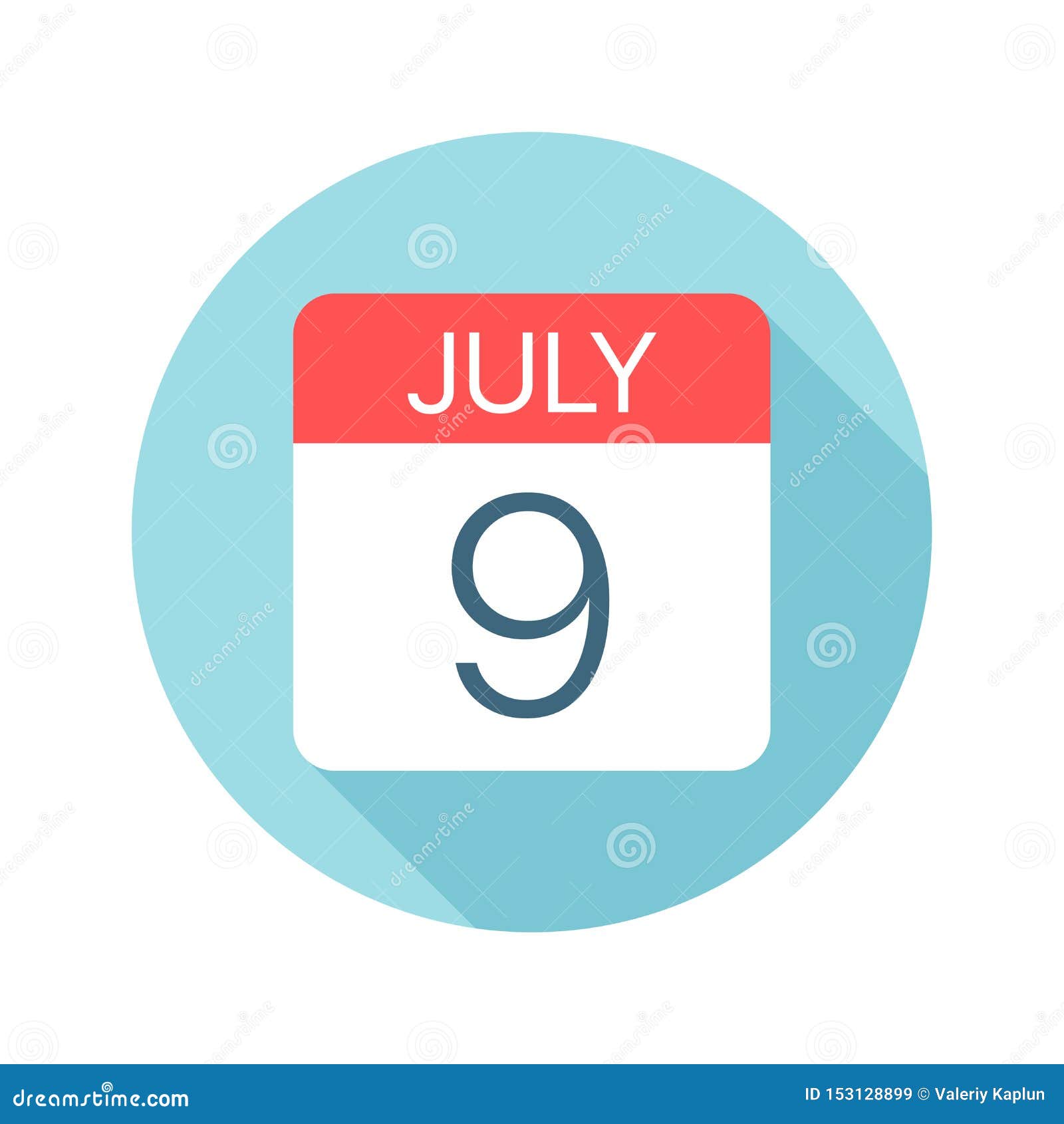 July 9 - Calendar Icon. Vector Illustration of One Day of Month Stock ...