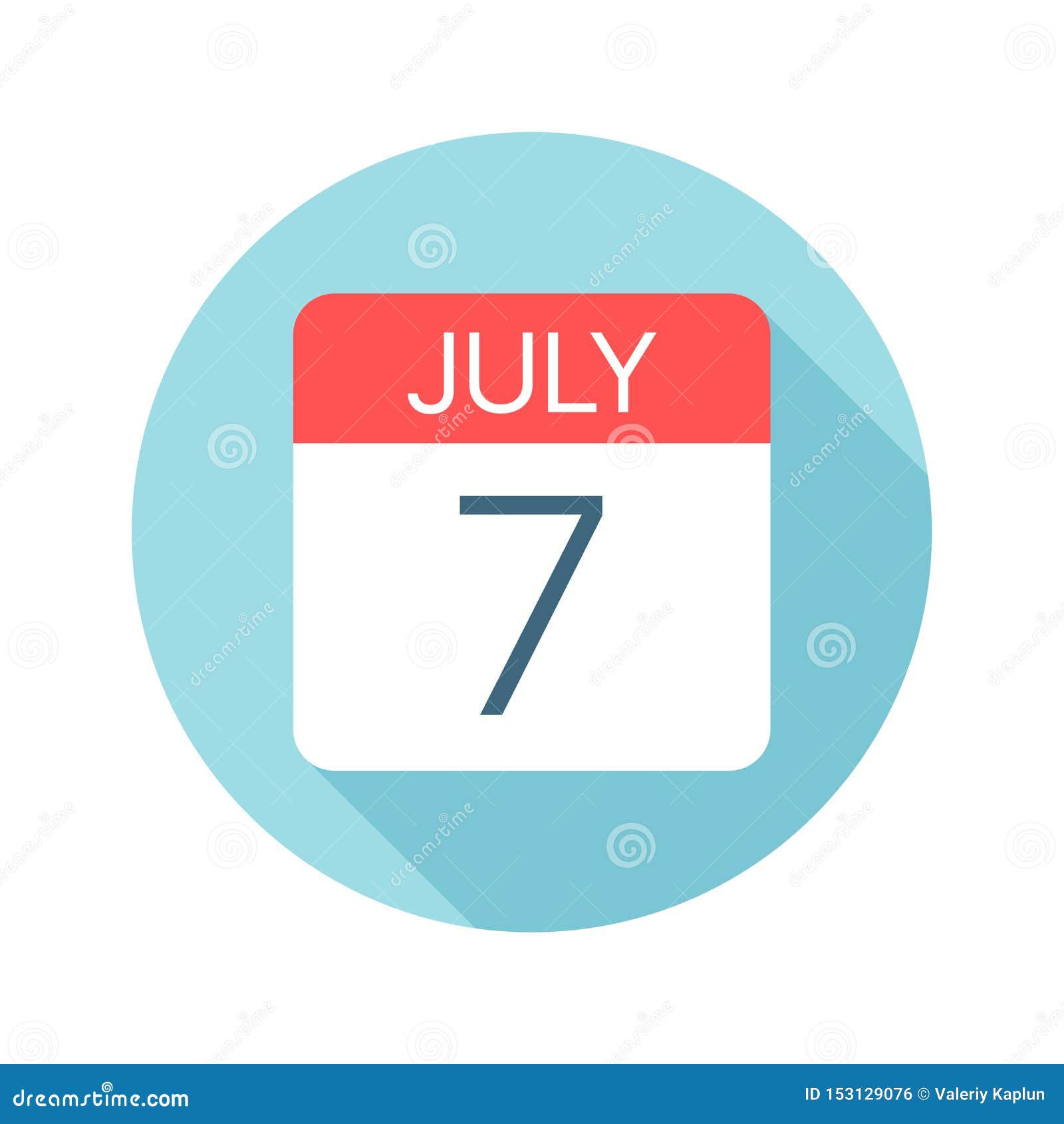 July 7 - Calendar Icon. Vector Illustration of One Day of Month Stock ...