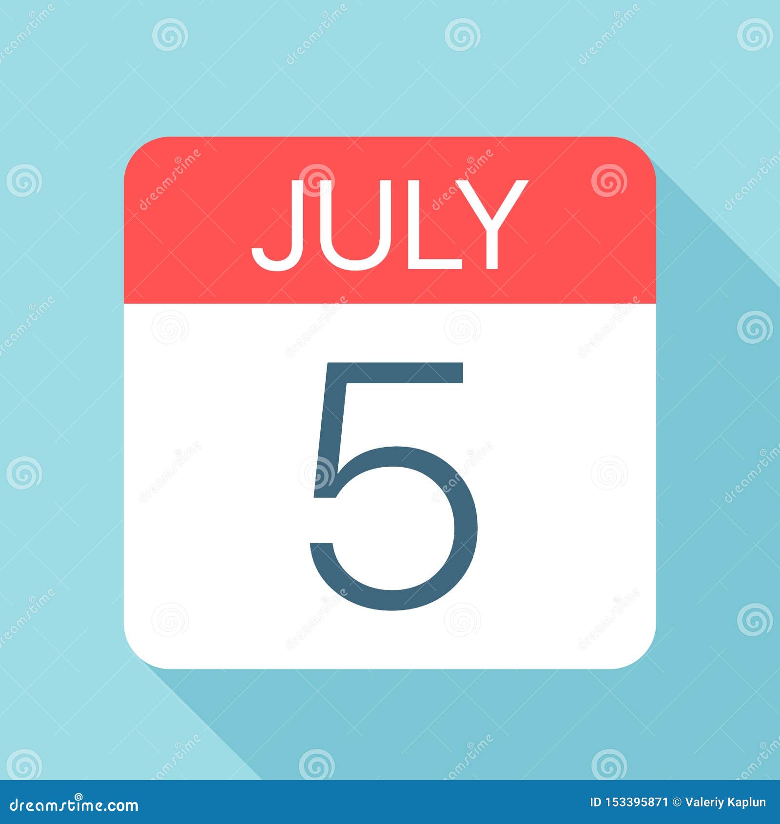 July 5 - Calendar Icon. Vector Illustration of One Day of Month Stock ...