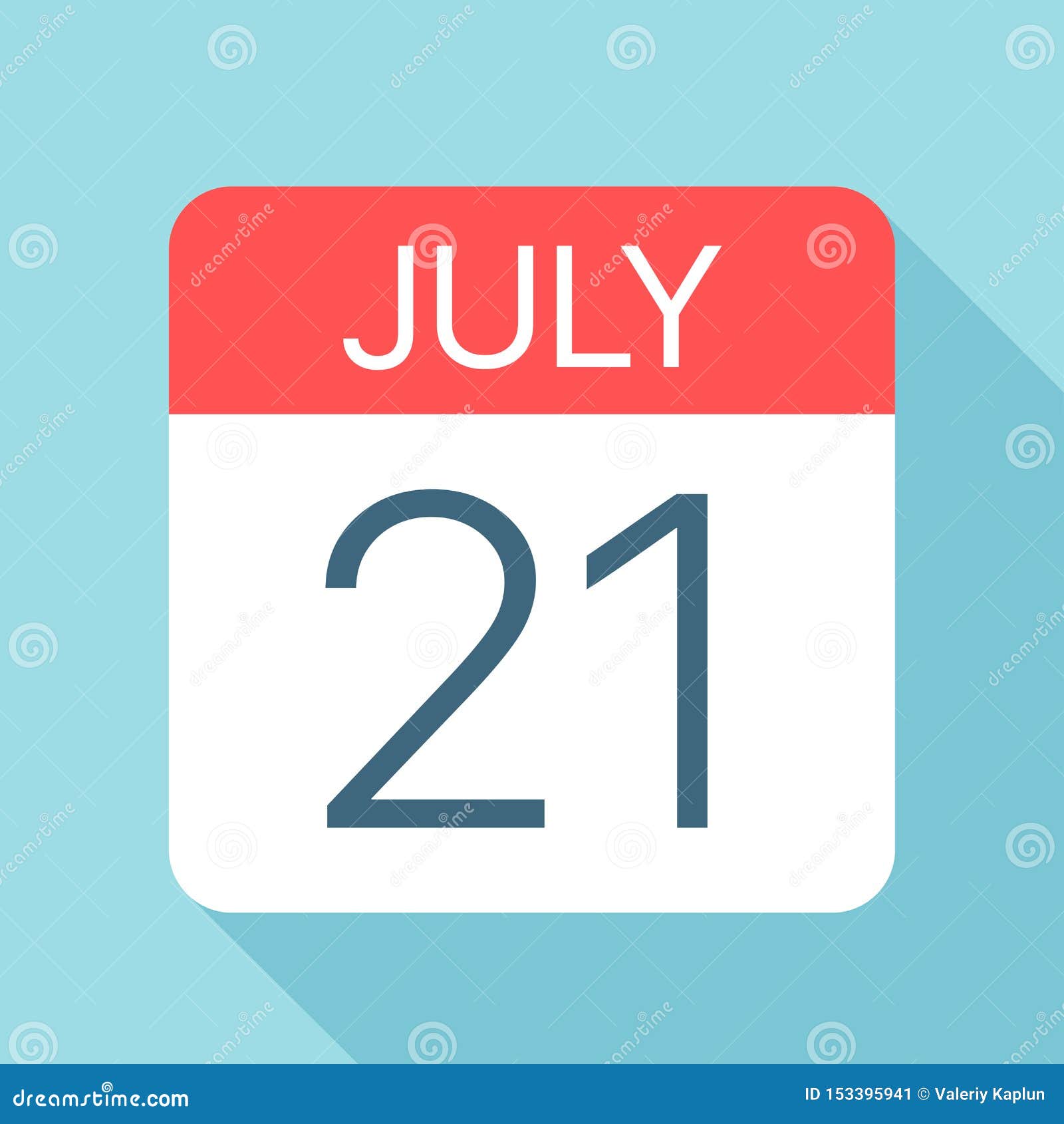July 21 - Calendar Icon. Vector Illustration of One Day of Month Stock ...